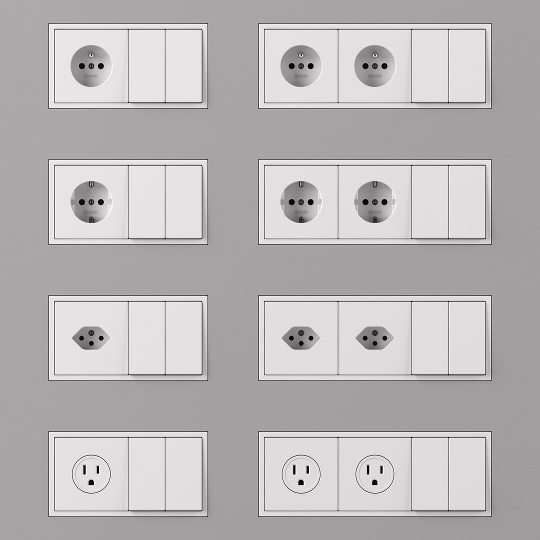 3D JUNG LS ZERO Switches And Sockets Kit 80 Items - TurboSquid 1986722