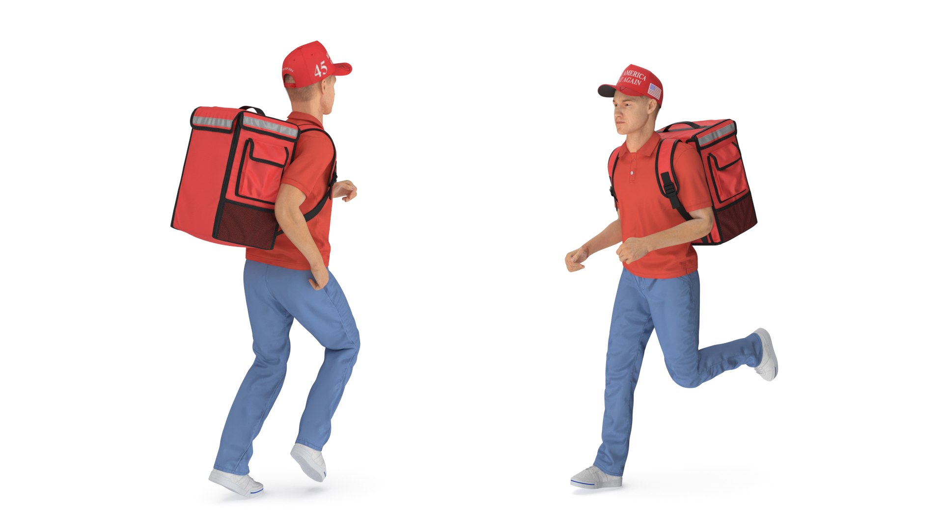Delivery Man Wearing Donald Trump Cap Fur Rigged Model - TurboSquid 2319009