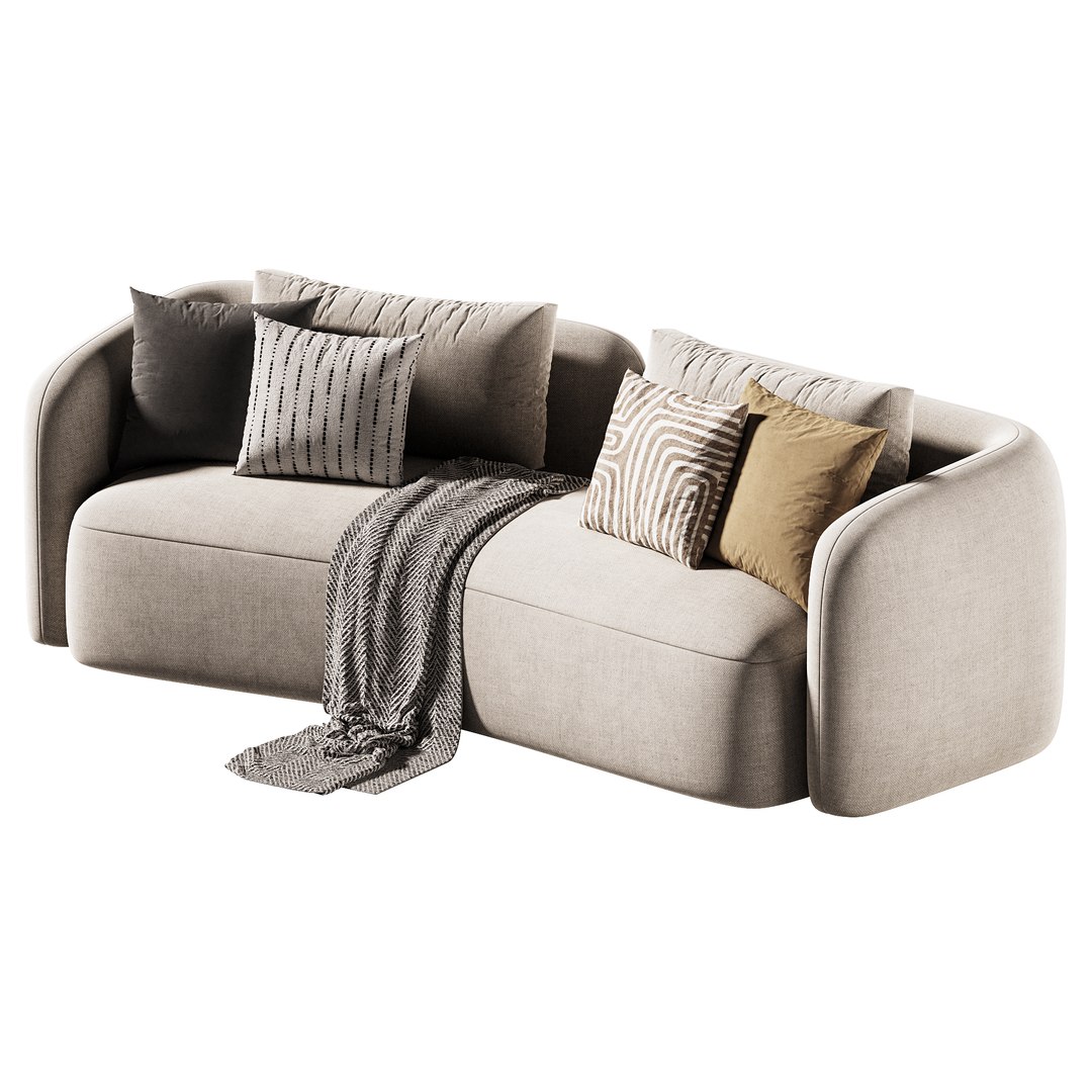 3D DUEPUNTOZERO Curved Fabric Sofa With Removable Cover - TurboSquid ...