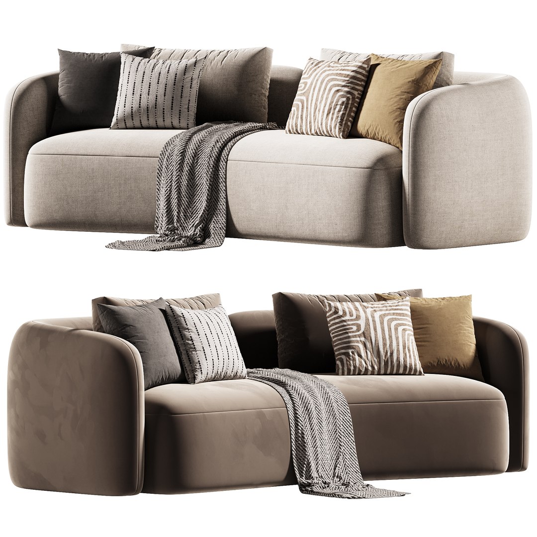 3D DUEPUNTOZERO Curved Fabric Sofa With Removable Cover - TurboSquid ...