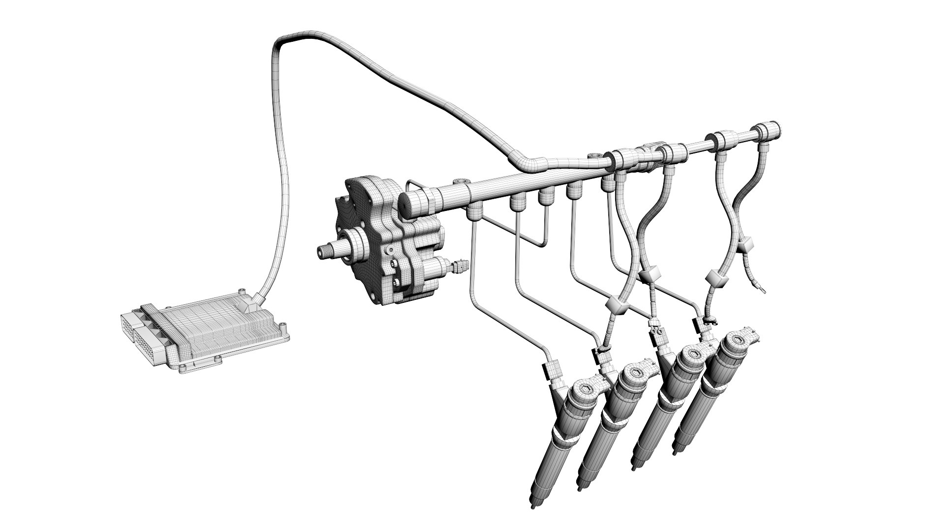 3D Injection System Of A V4 Engine - TurboSquid 2469070