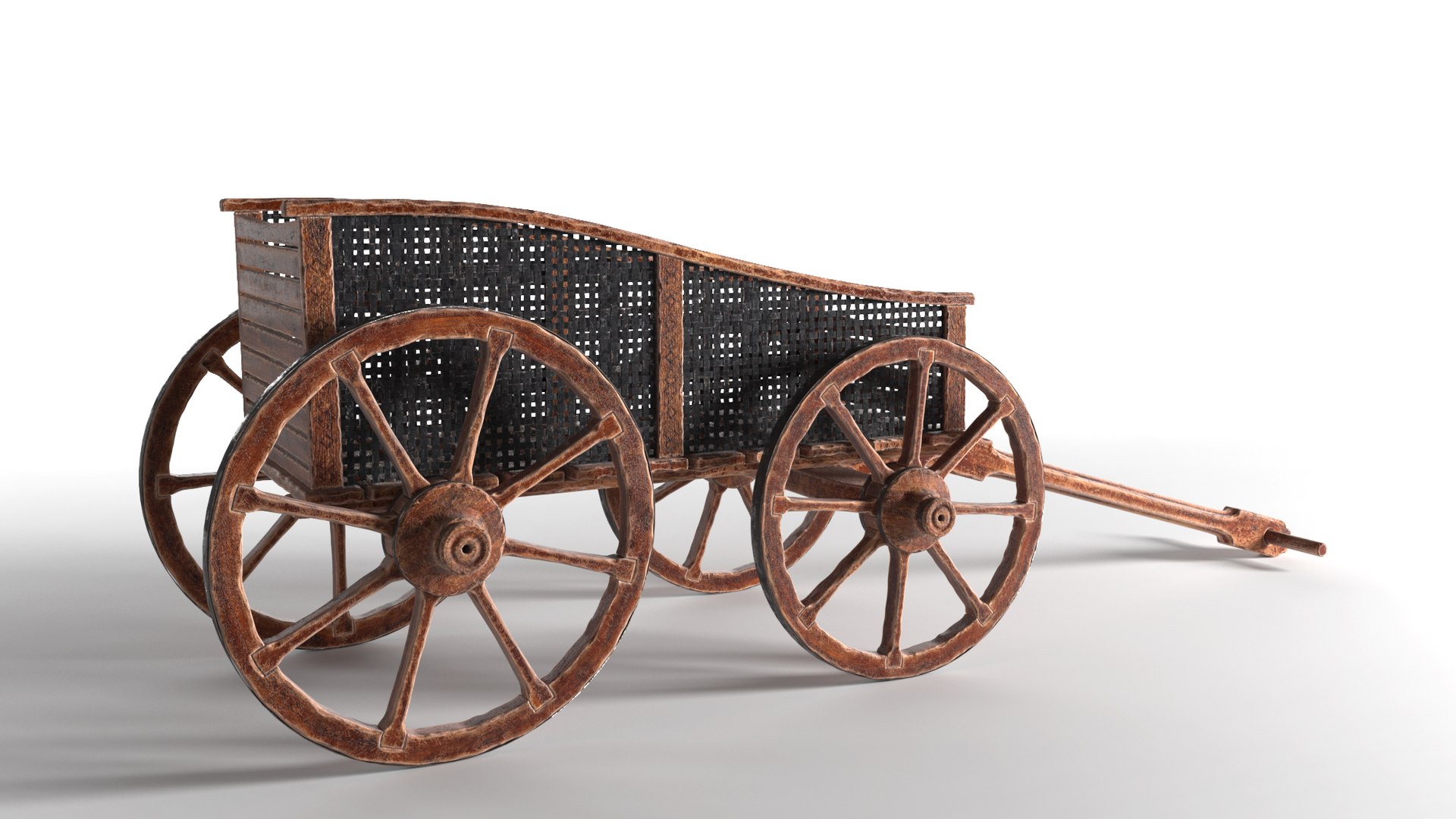 3D wooden wood cart model - TurboSquid 1385167