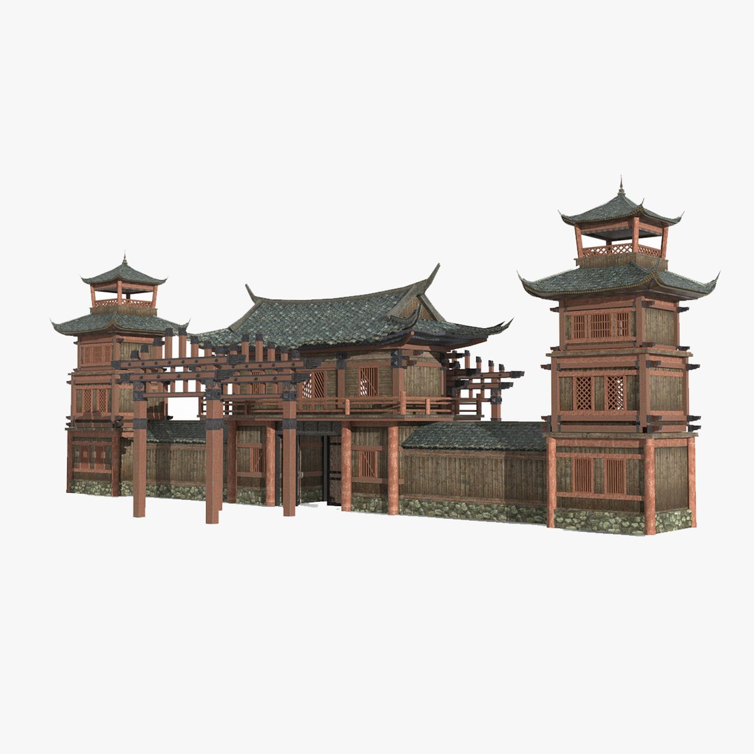 3D Large Gate Of Ancient Asian Architecture - TurboSquid 2028277