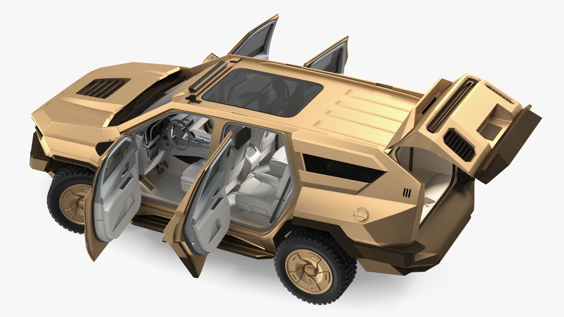 Armored Sand Colored SUV With Lights Off Rigged - TurboSquid 2268801