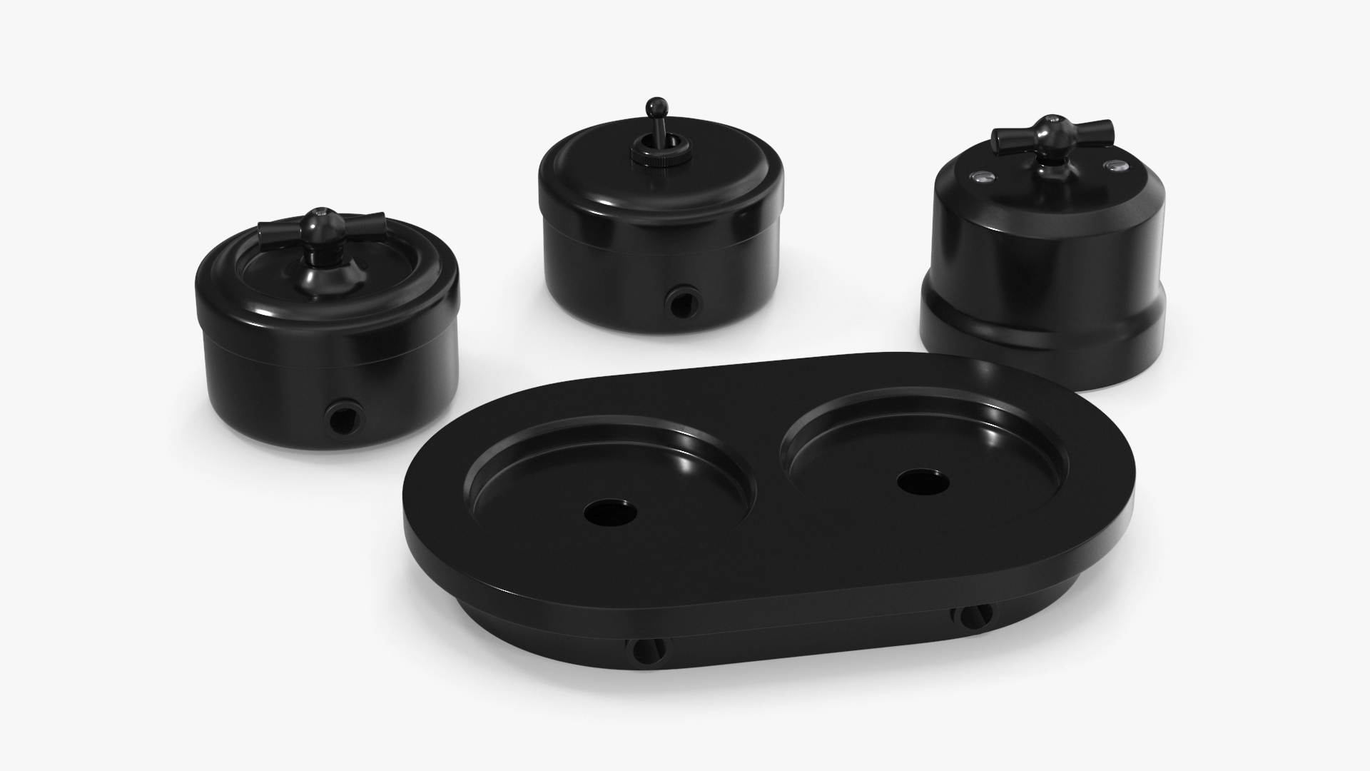 Electrical Retro Switches Ceramic Black 3D Model - TurboSquid 2051070