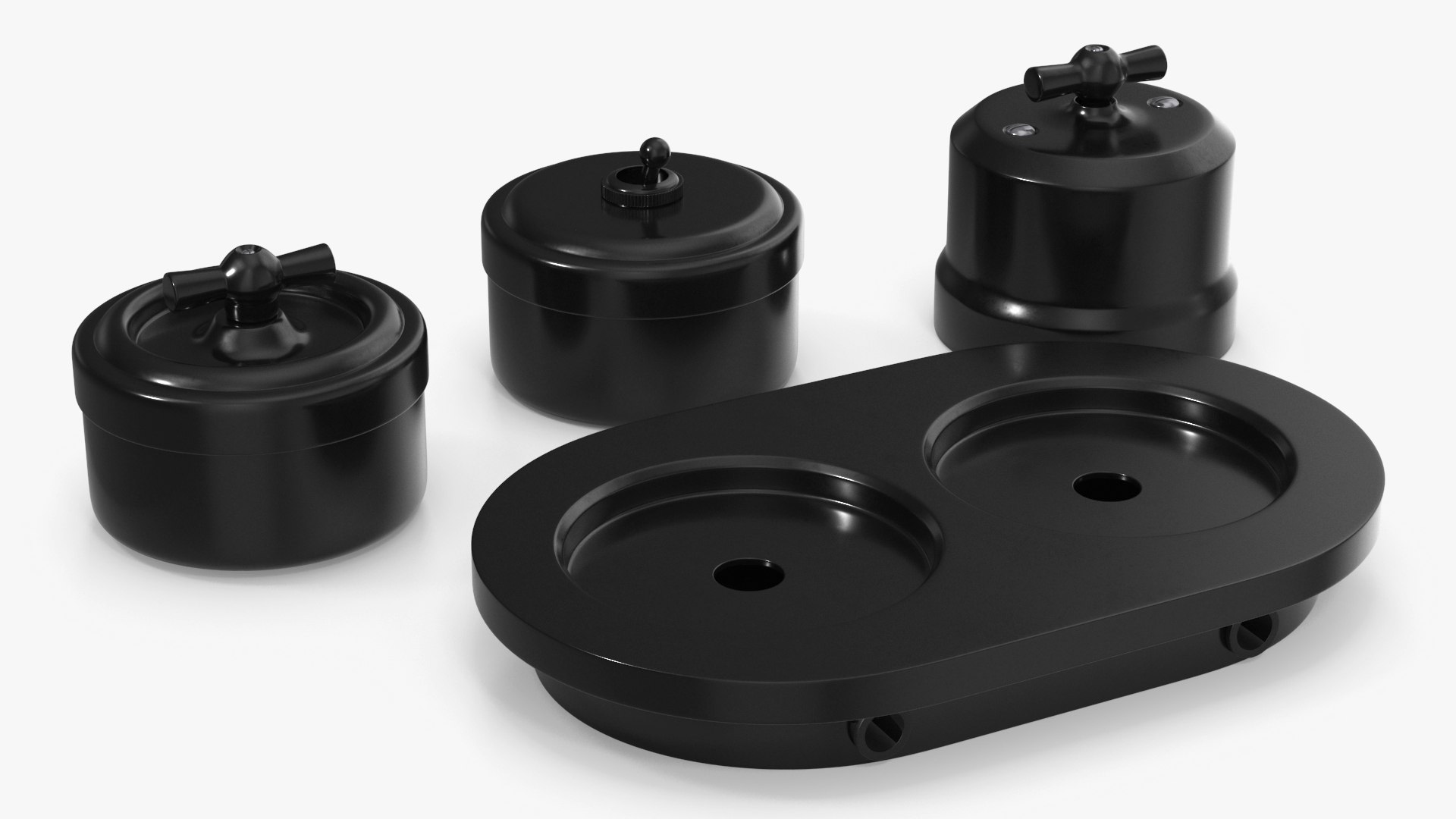 Electrical Retro Switches Ceramic Black 3D Model - TurboSquid 2051070