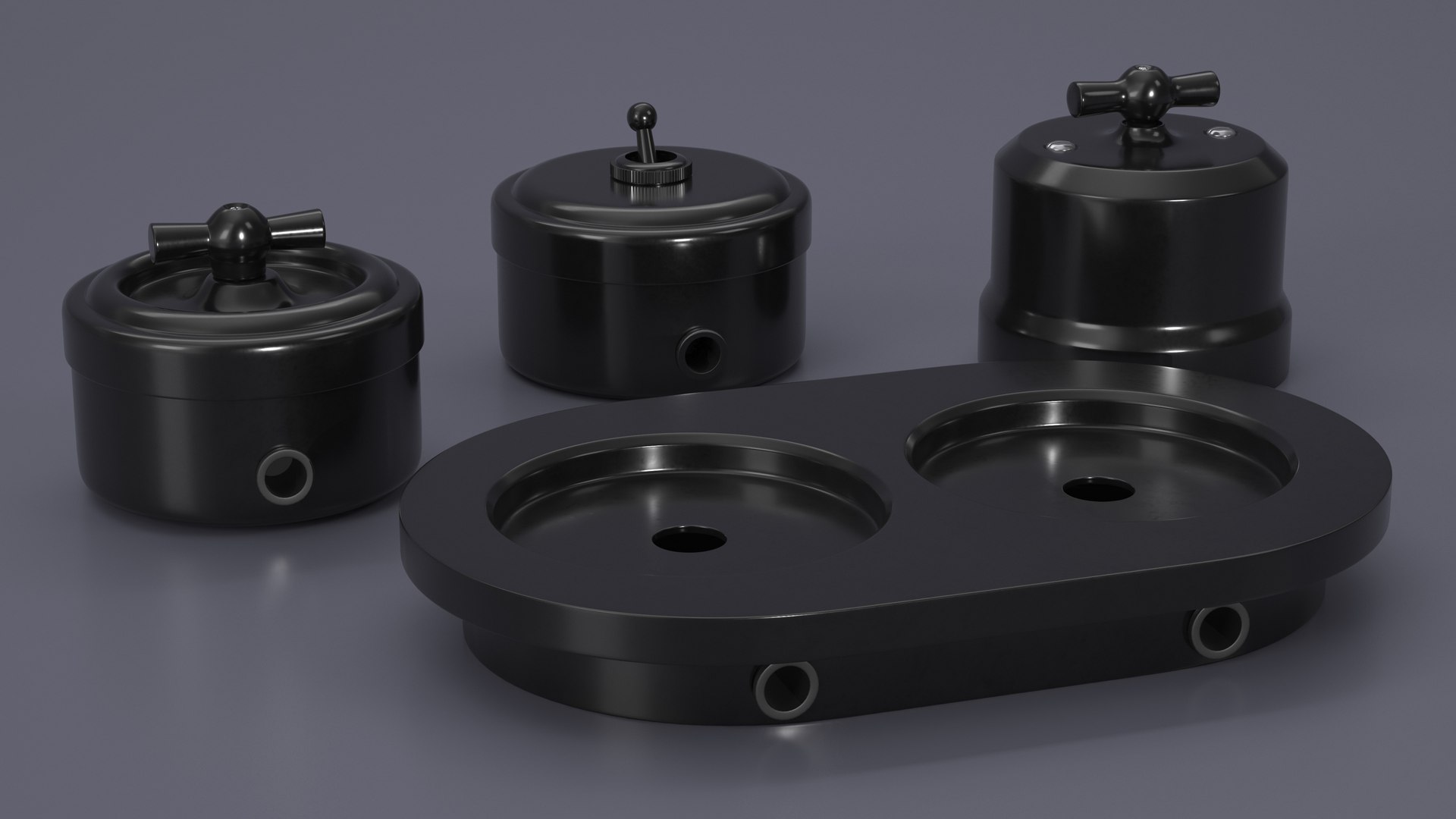 Electrical Retro Switches Ceramic Black 3D Model - TurboSquid 2051070