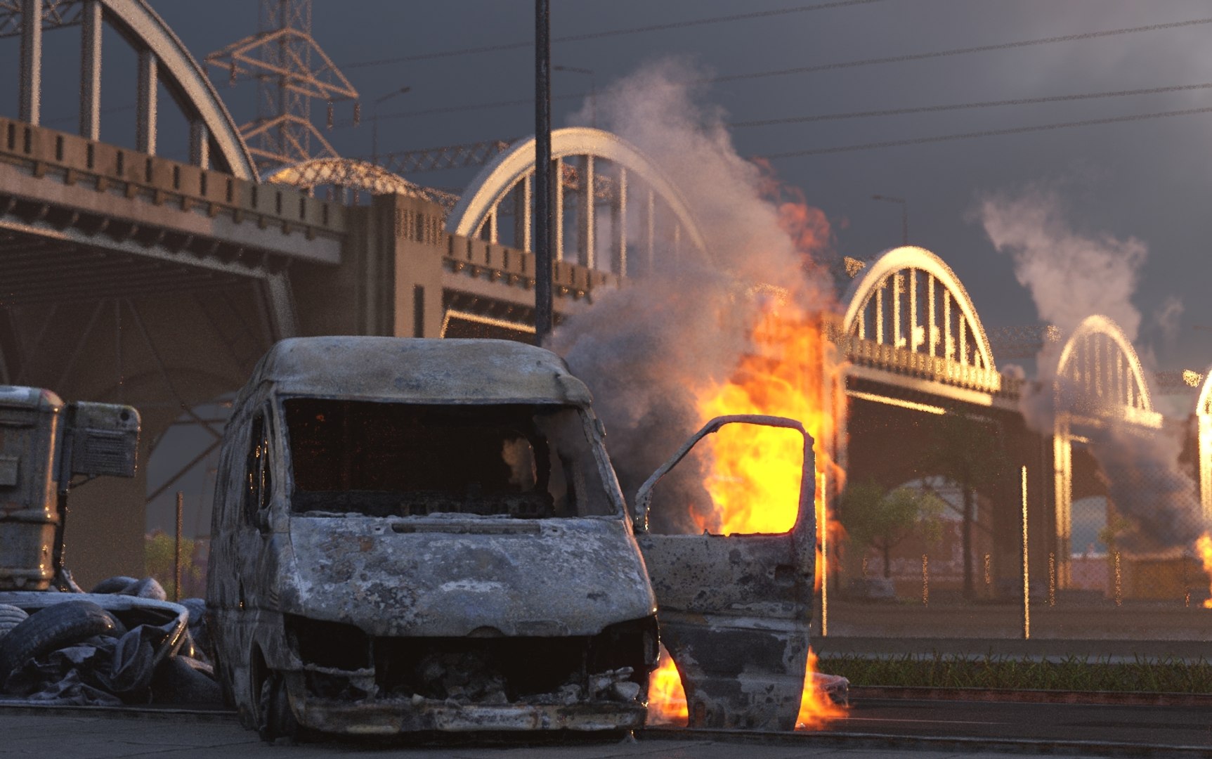 Apocalyptic Bridge 3D - TurboSquid 2228661