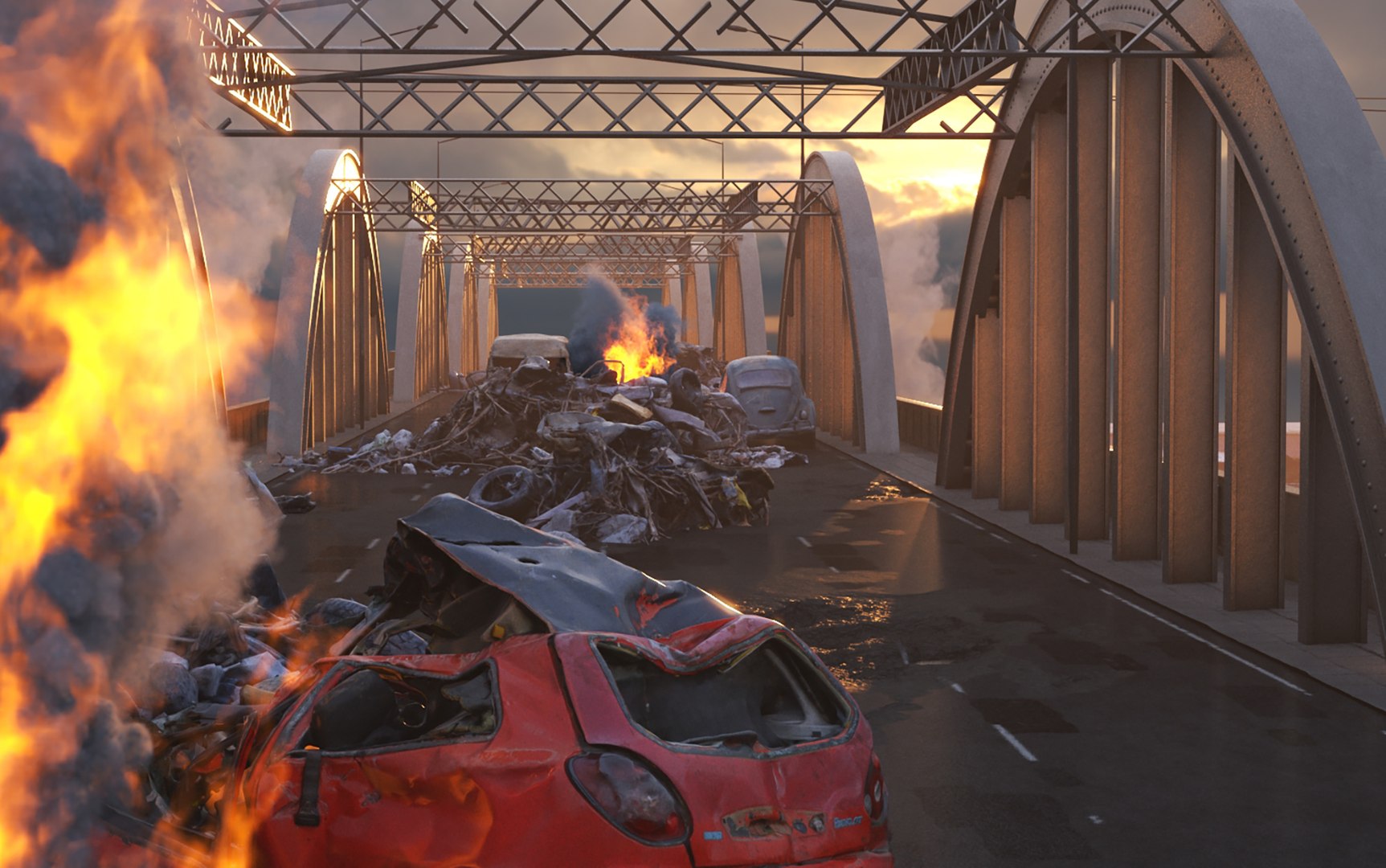 Apocalyptic Bridge 3D - TurboSquid 2228661