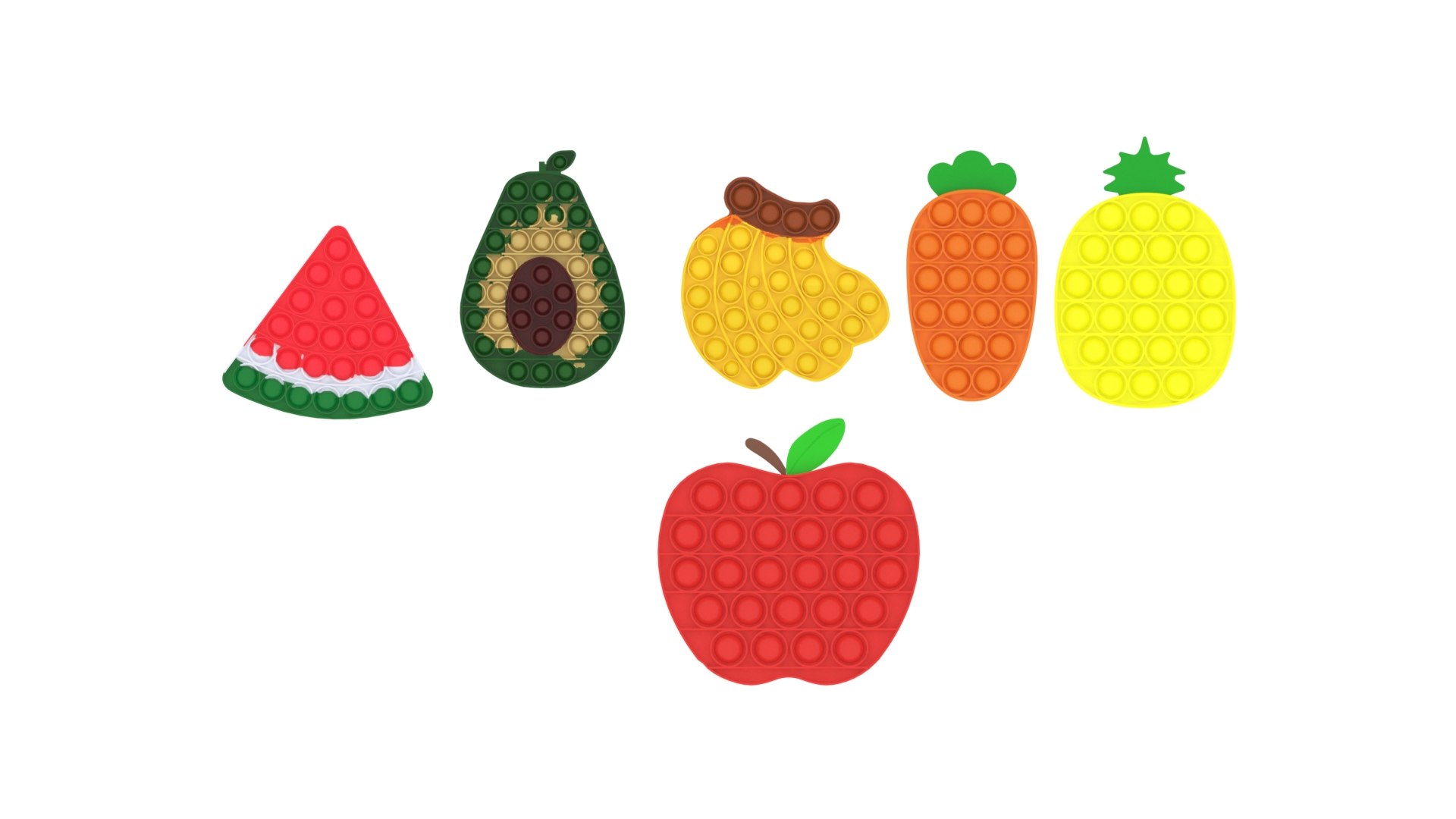 3D Fruits Pop It Fidget Toys Set - TurboSquid 1765289