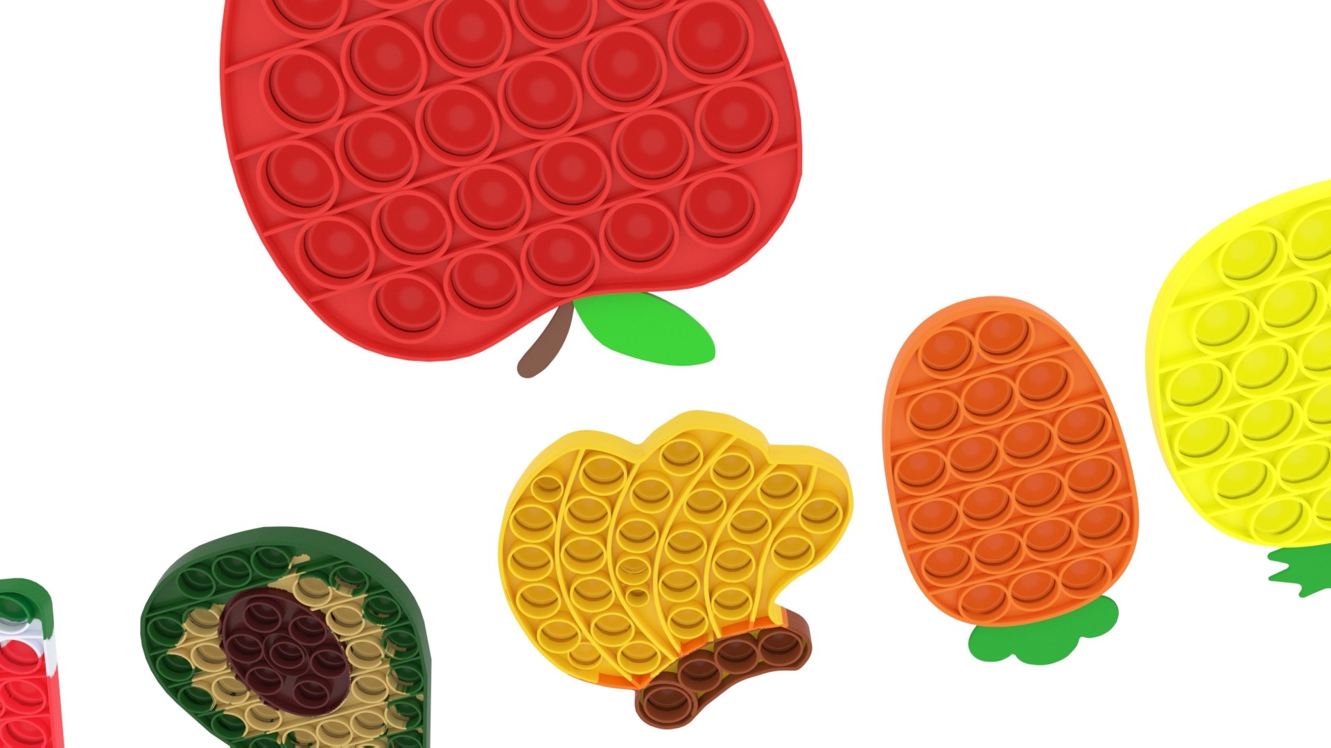 3D Fruits Pop It Fidget Toys Set - TurboSquid 1765289