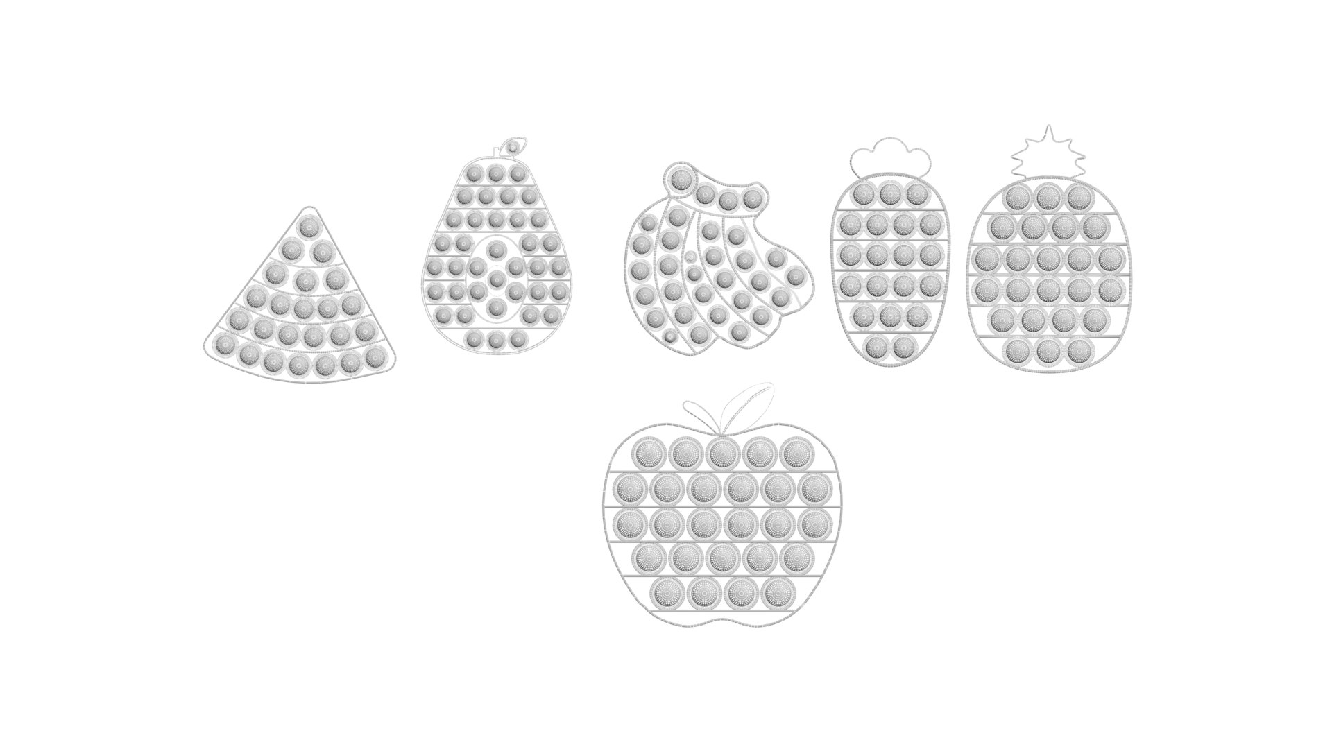 3D Fruits Pop It Fidget Toys Set - TurboSquid 1765289