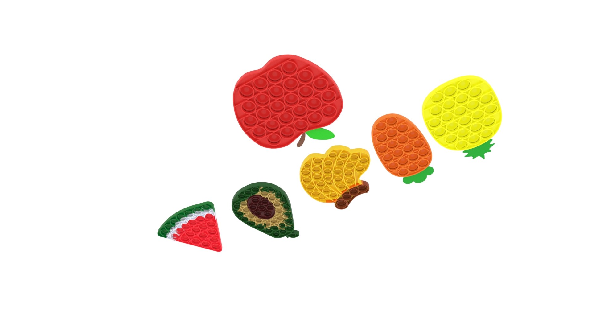 3D Fruits Pop It Fidget Toys Set - TurboSquid 1765289
