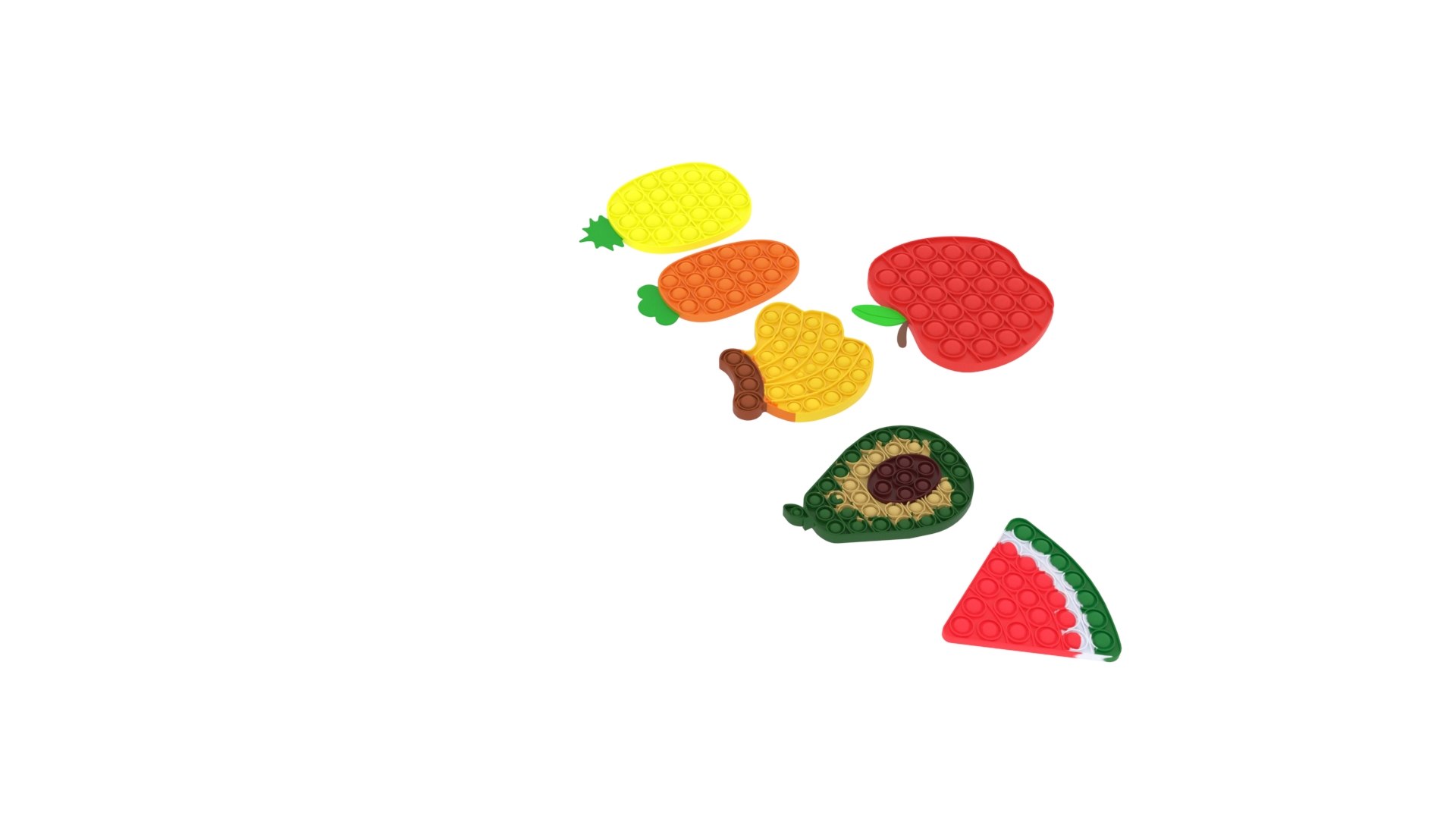 3D Fruits Pop It Fidget Toys Set - TurboSquid 1765289