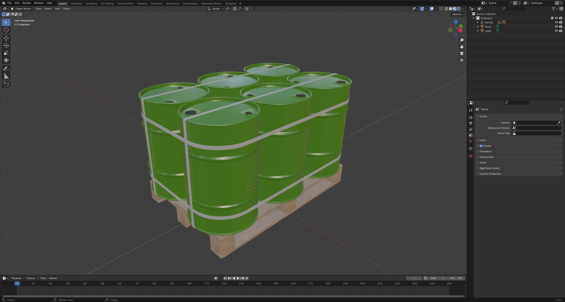 Barrels On Wooden Pallet 3D Model - TurboSquid 2292971