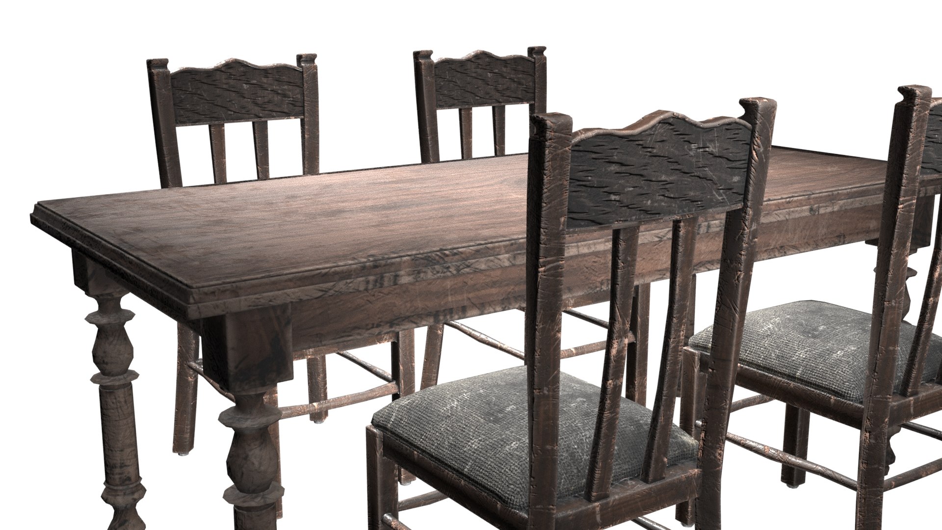 Antique Dining Table Set 3D Model - TurboSquid 1960095