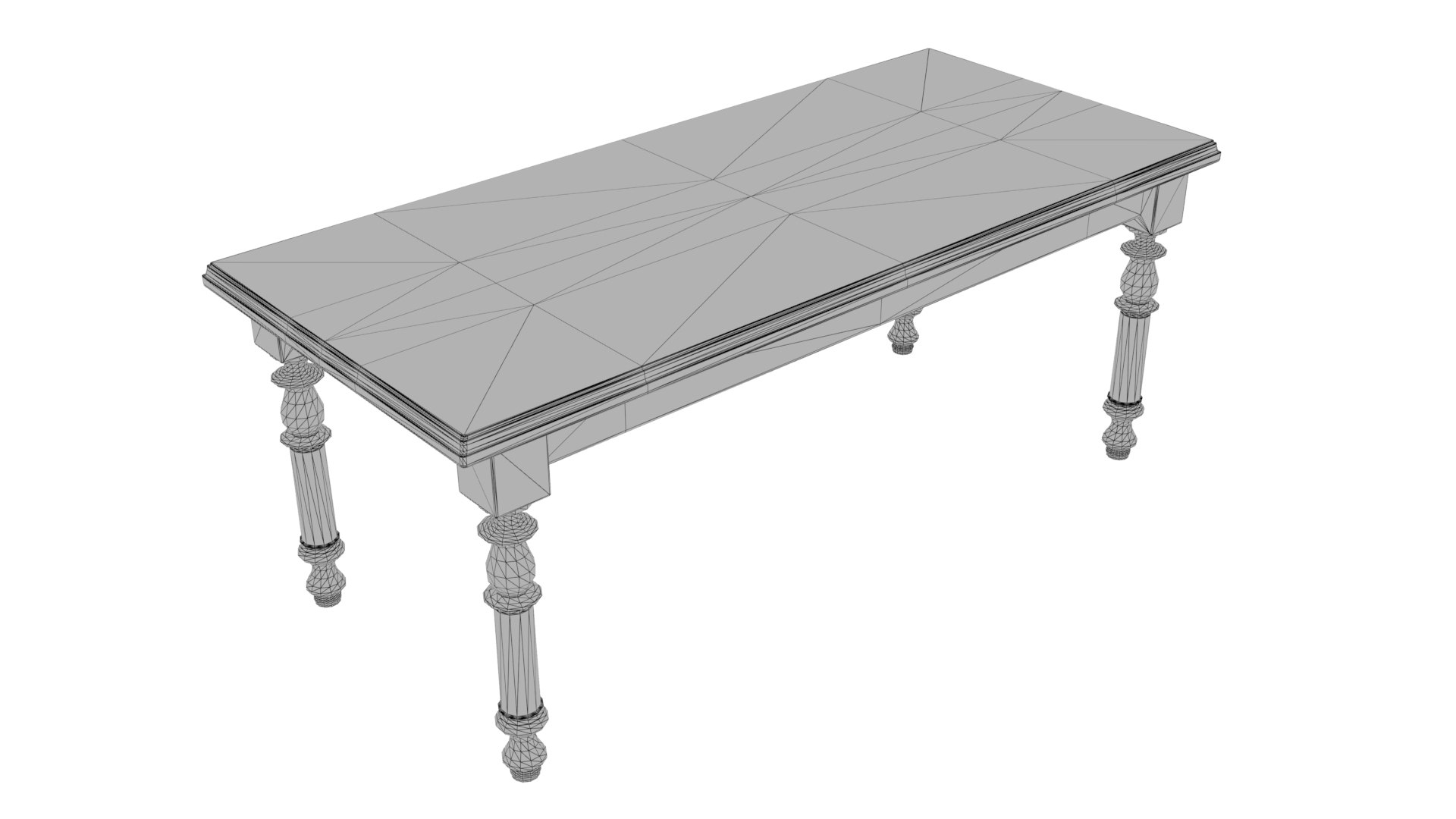Antique Dining Table Set 3D Model - TurboSquid 1960095
