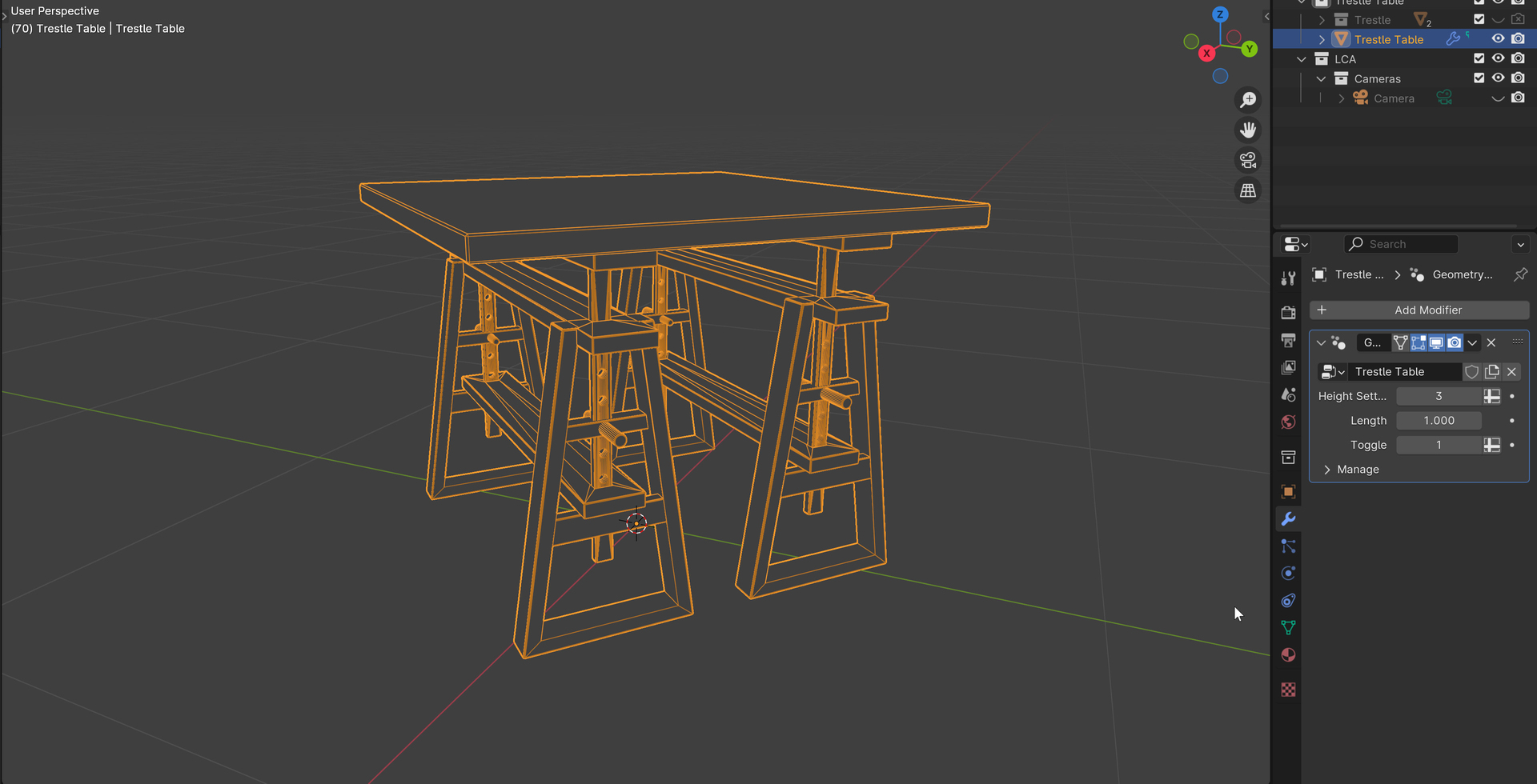 3D Model Timber Topped Trestle Table - TurboSquid 2285762