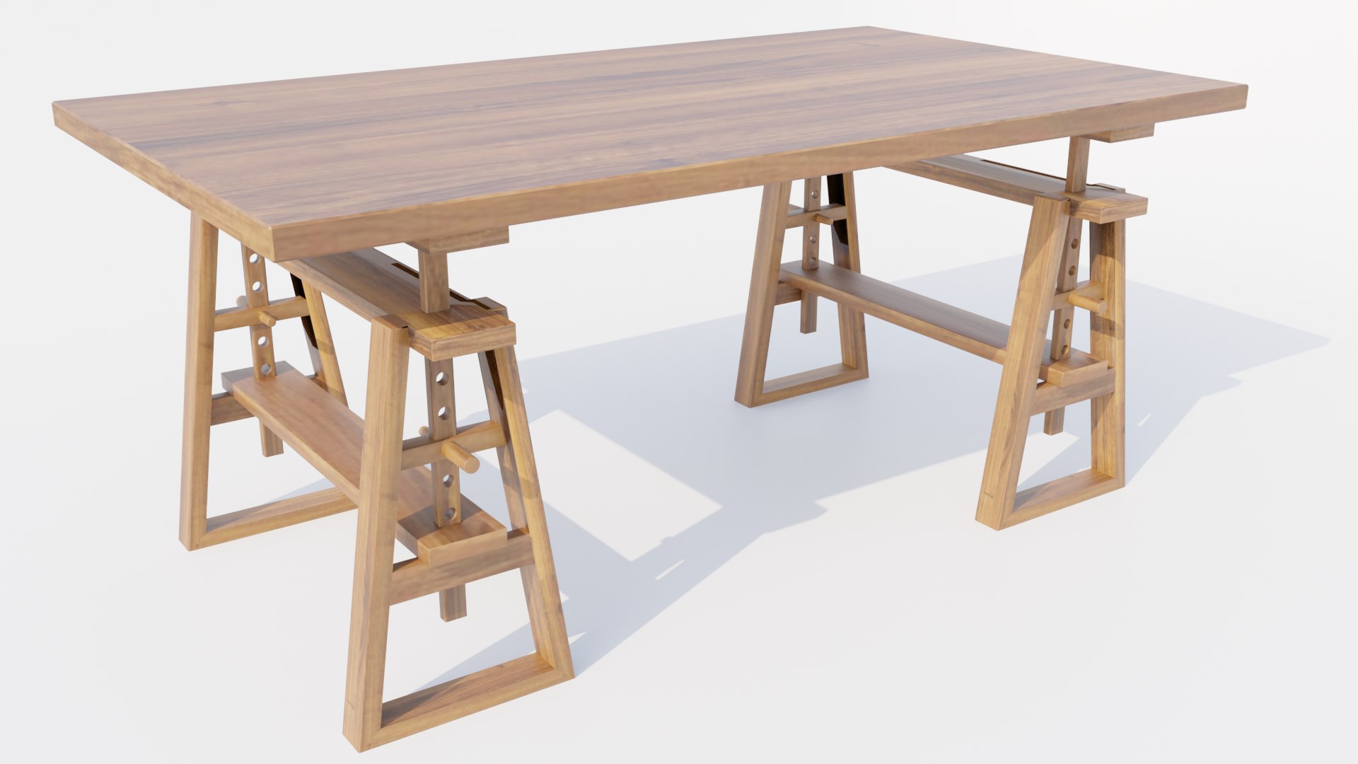 3D Model Timber Topped Trestle Table - TurboSquid 2285762