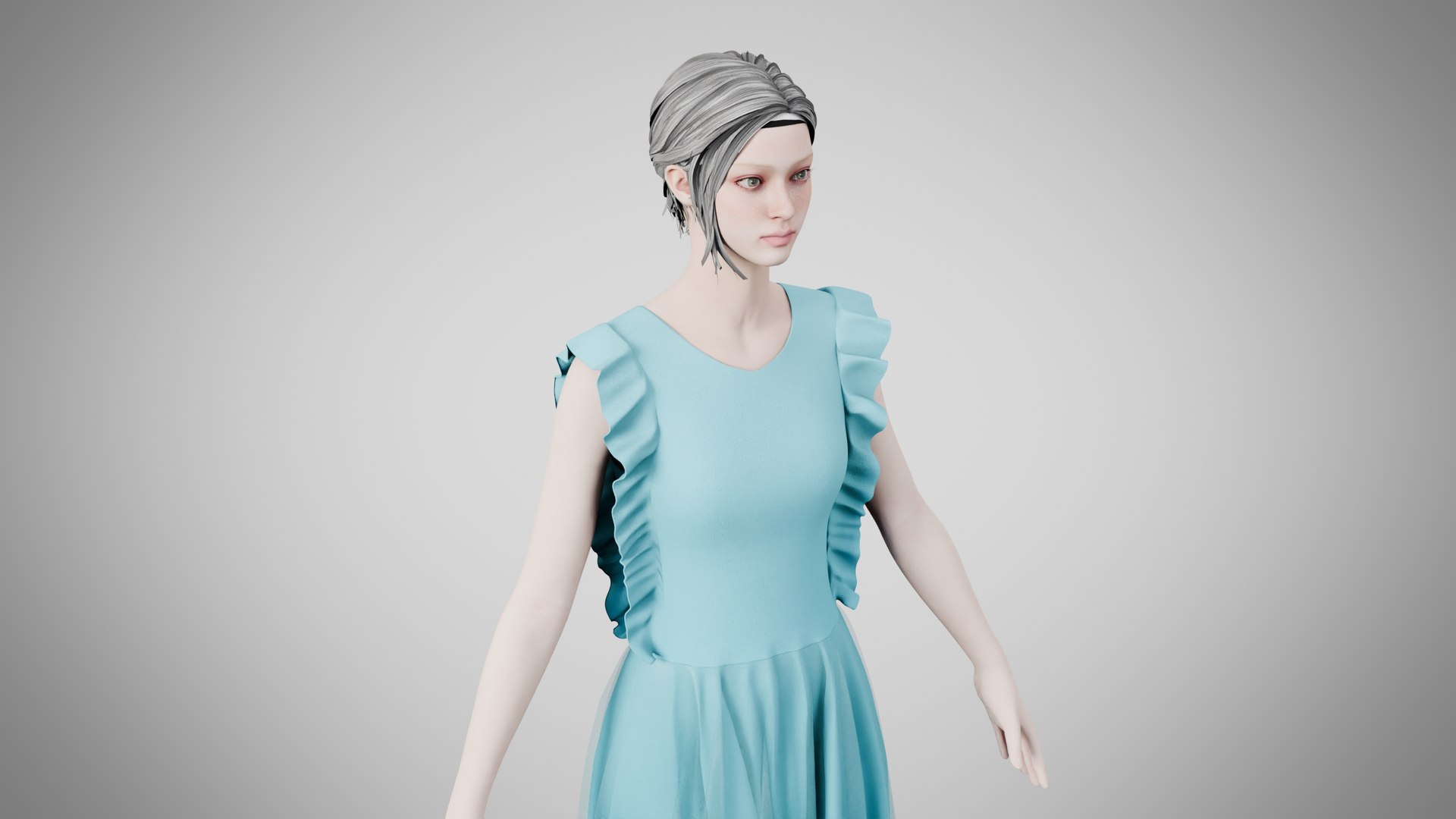 3D Dress 20 Sky Blue - TurboSquid 2469410