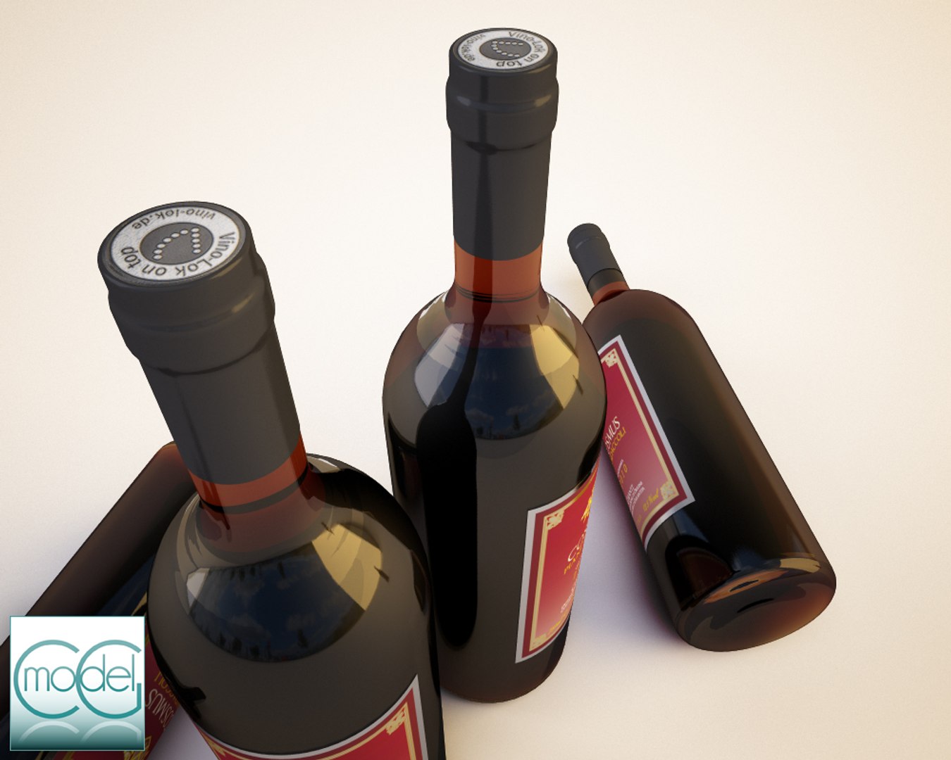 3d Bottles Wine Model