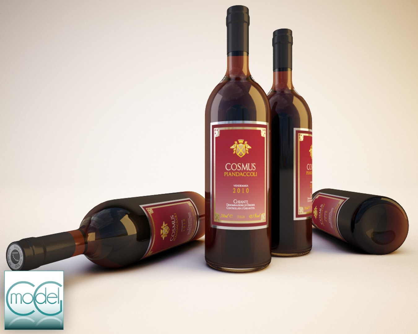 3d Bottles Wine Model
