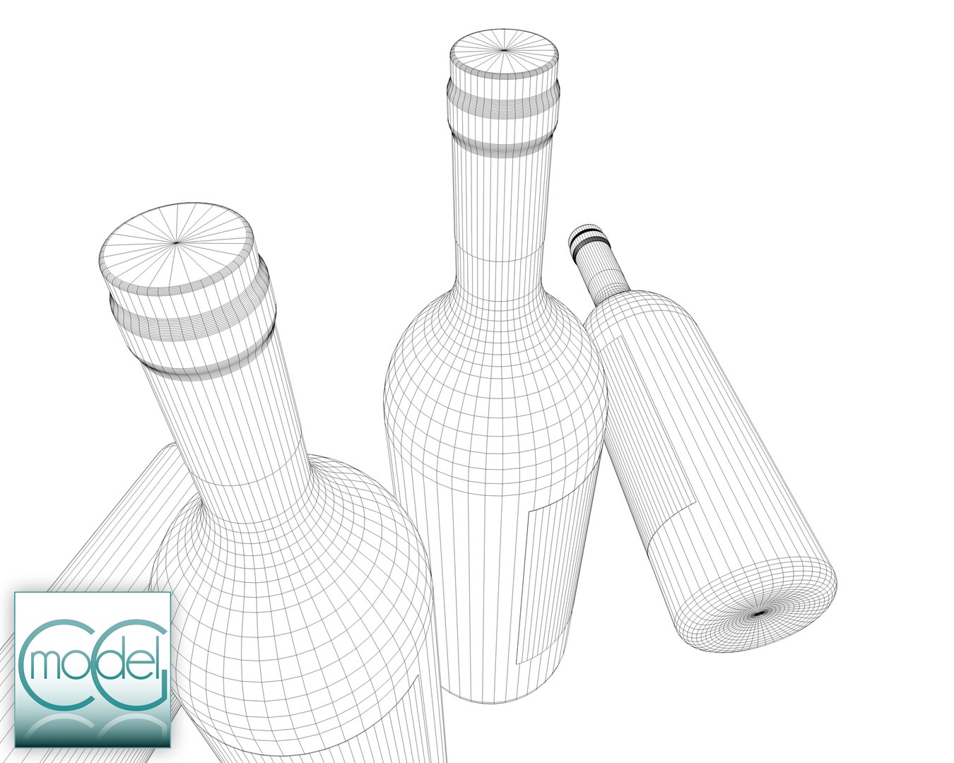 3d Bottles Wine Model