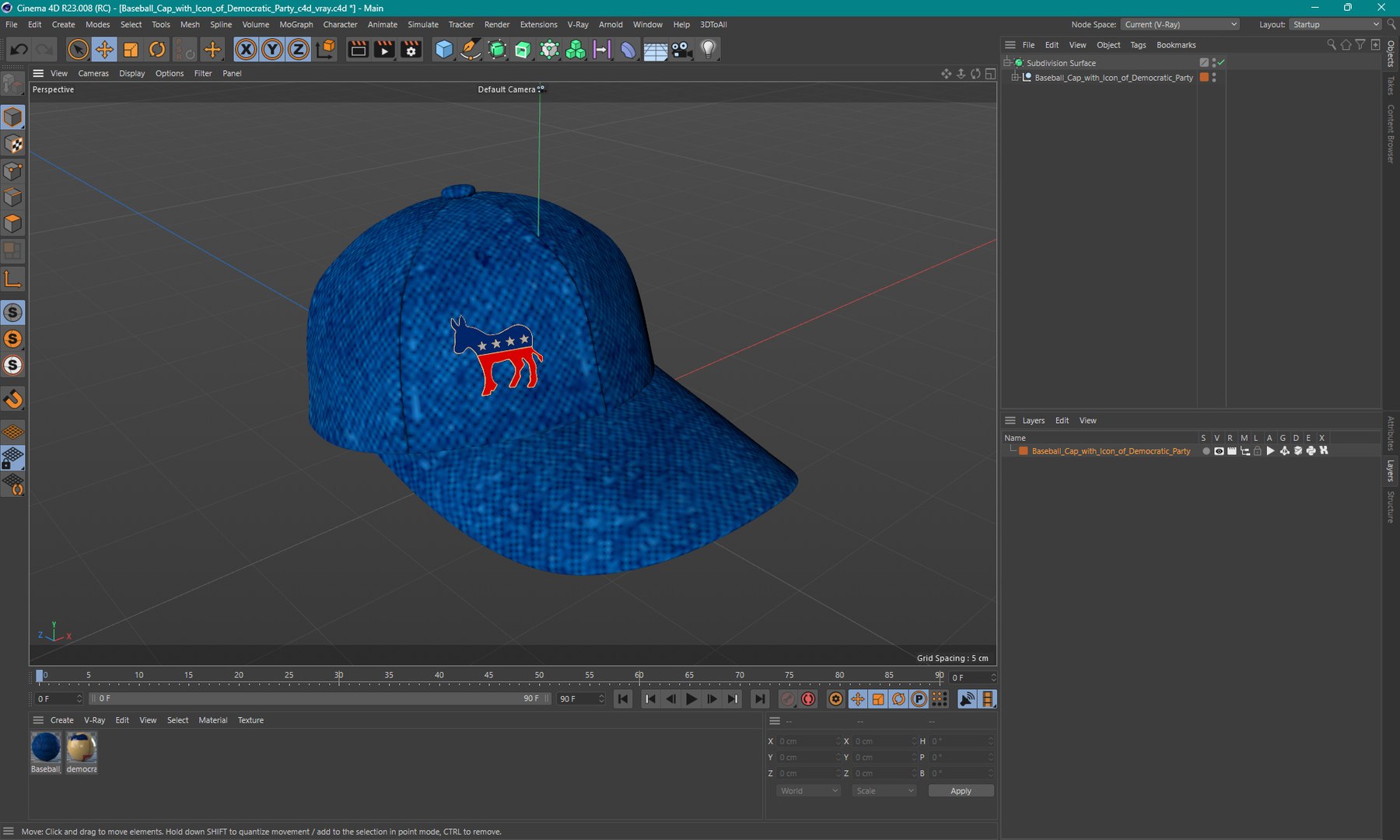 Baseball Cap With Icon Of Democratic Party 3D Model - TurboSquid 2321494