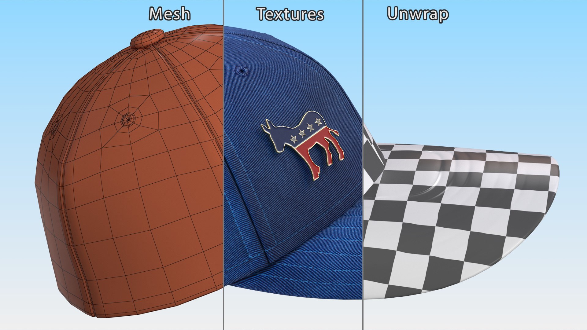 Baseball Cap With Icon Of Democratic Party 3D Model - TurboSquid 2321494
