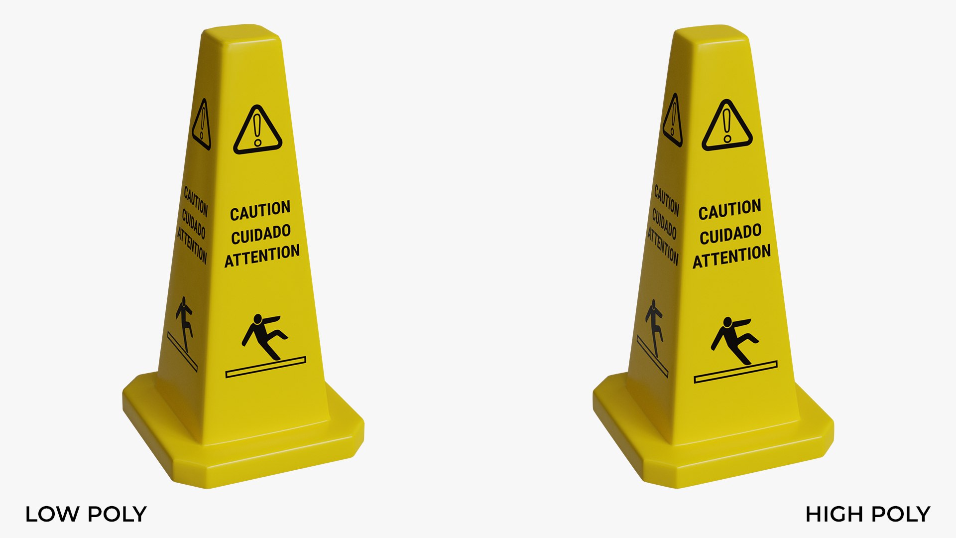 Yellow Closed Top 24 Inch Safety Lamba Floor Caution Sign 3D ...