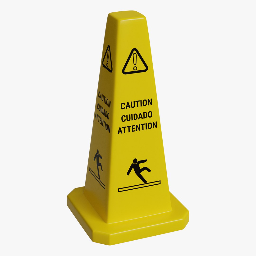 Yellow Closed Top 24 Inch Safety Lamba Floor Caution Sign 3D ...