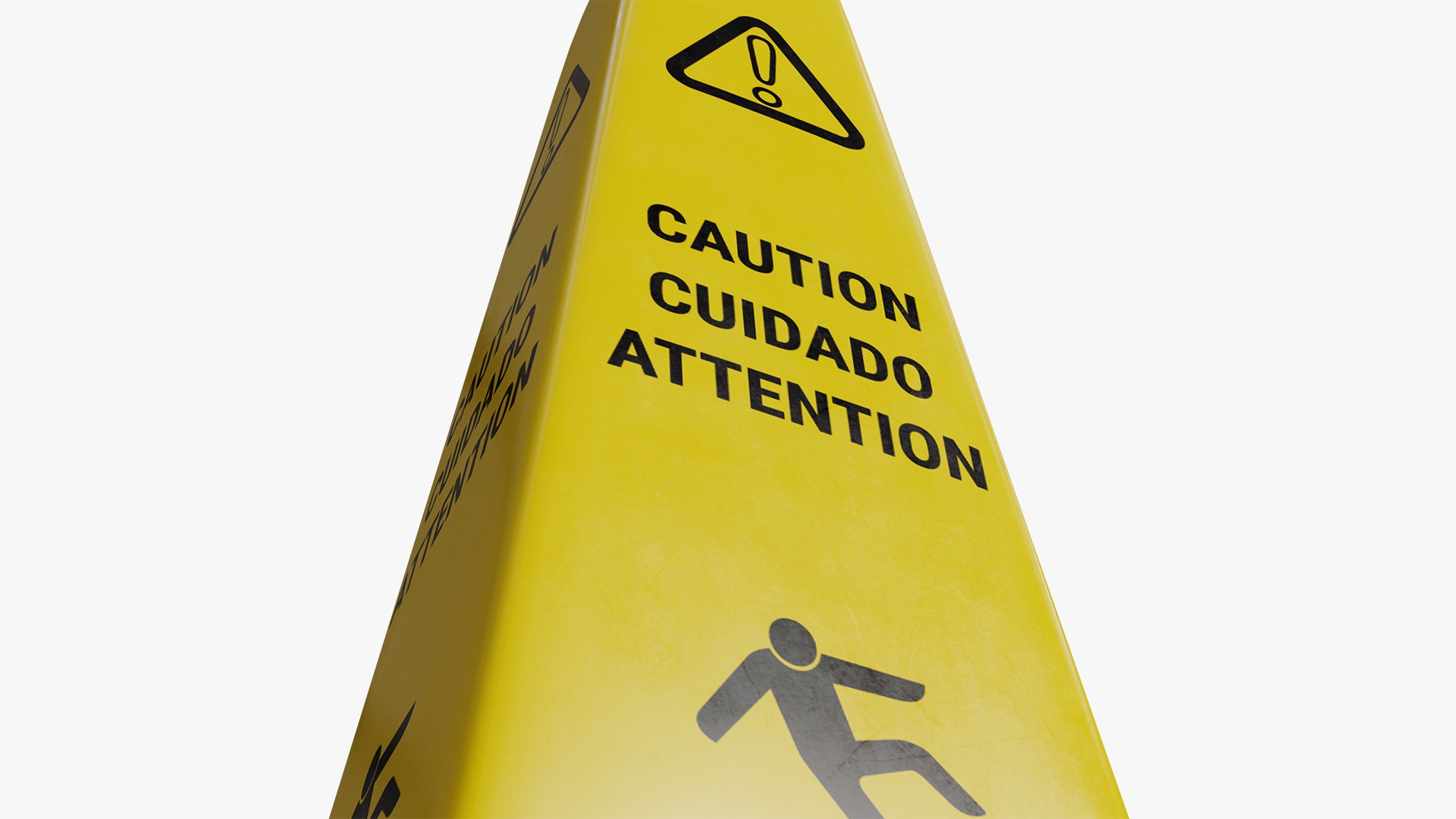 Yellow Closed Top 24 Inch Safety Lamba Floor Caution Sign 3D ...