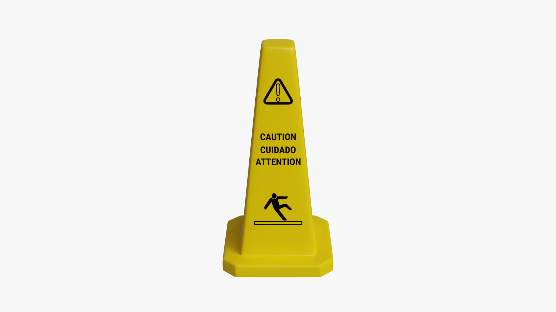 Yellow Closed Top 24 Inch Safety Lamba Floor Caution Sign 3D ...