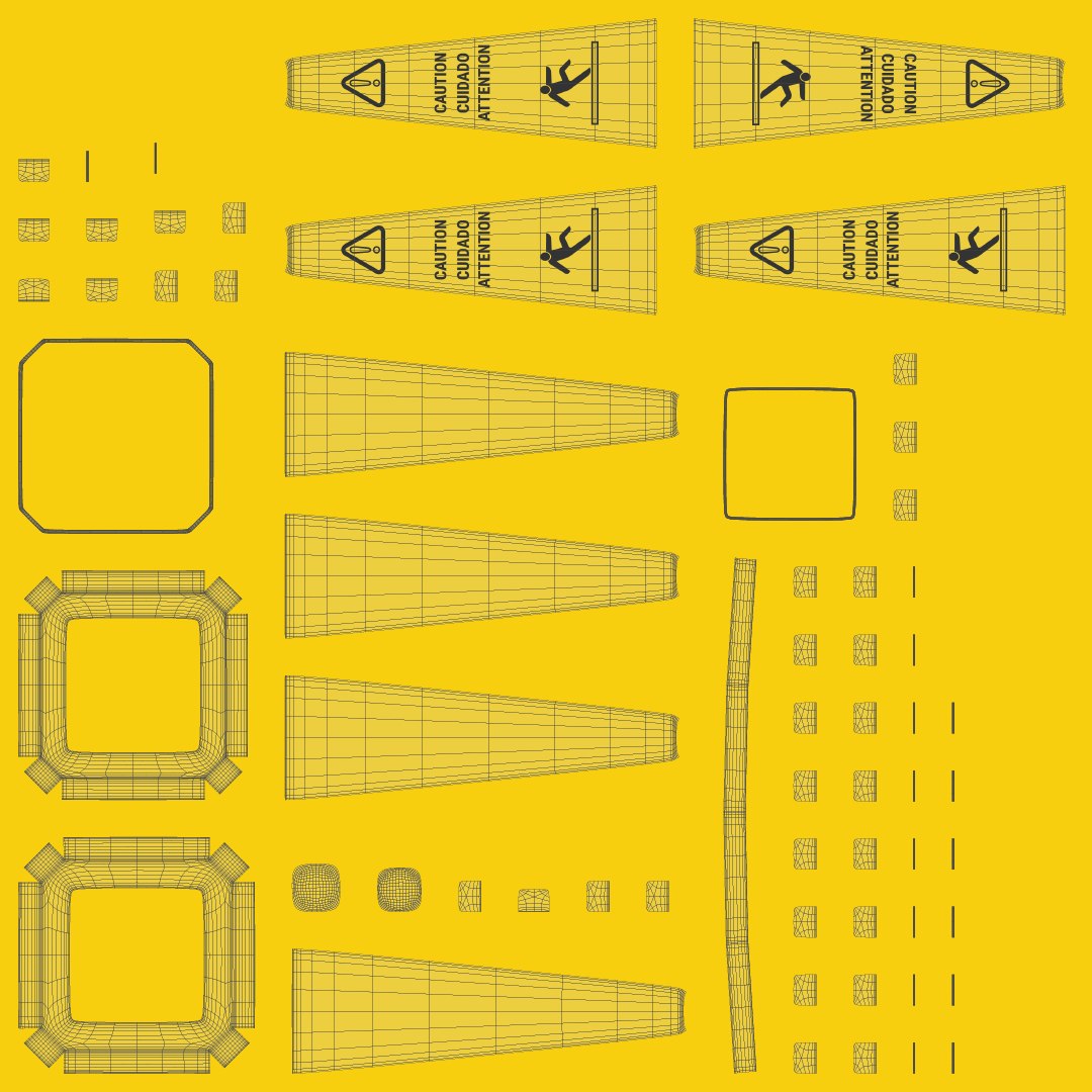 Yellow Closed Top 24 Inch Safety Lamba Floor Caution Sign 3D ...