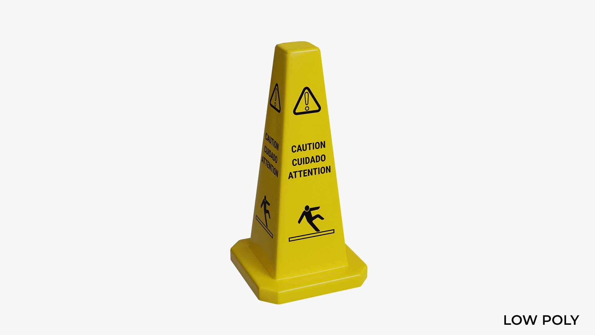 Yellow Closed Top 24 Inch Safety Lamba Floor Caution Sign 3D ...