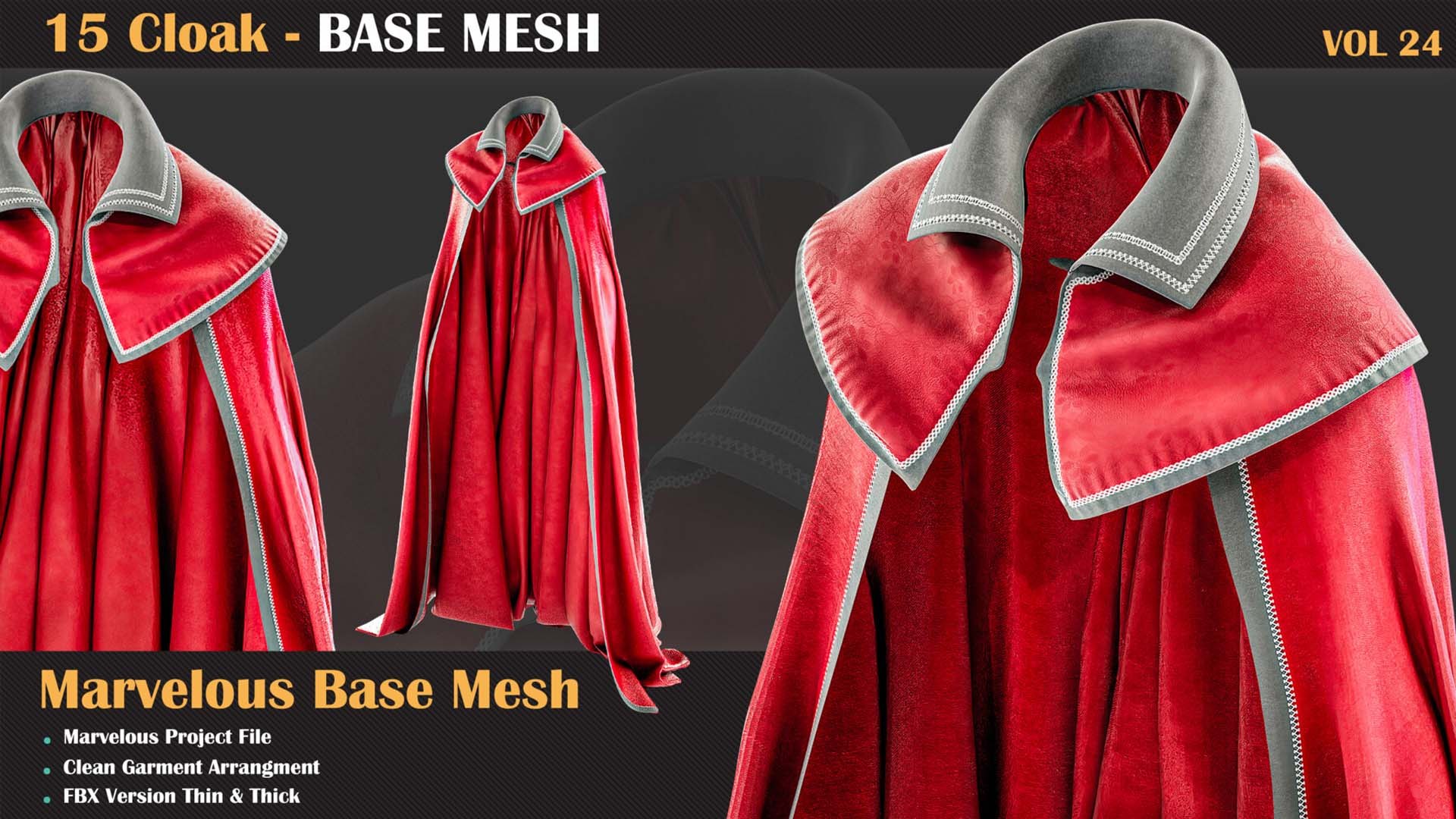 3D 15 Cloak BASE MESH - VOL 24 Model - TurboSquid 2246215