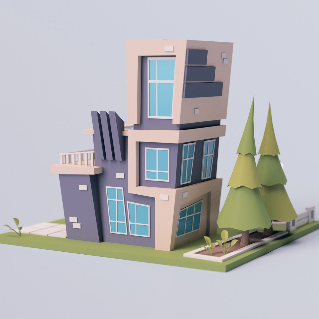 3D Cartoon Modern House 06 model - TurboSquid 1897686