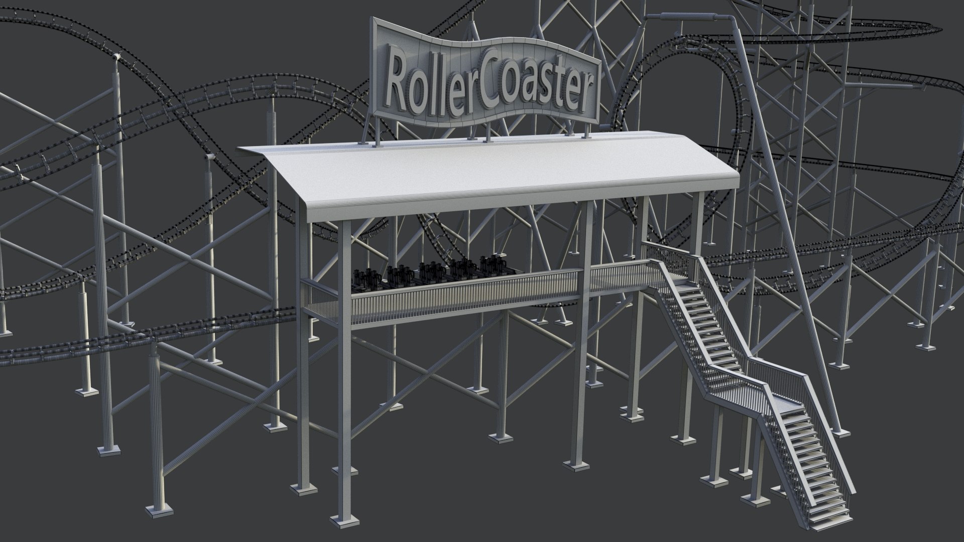 3D Model Rollercoaster - TurboSquid 1950444