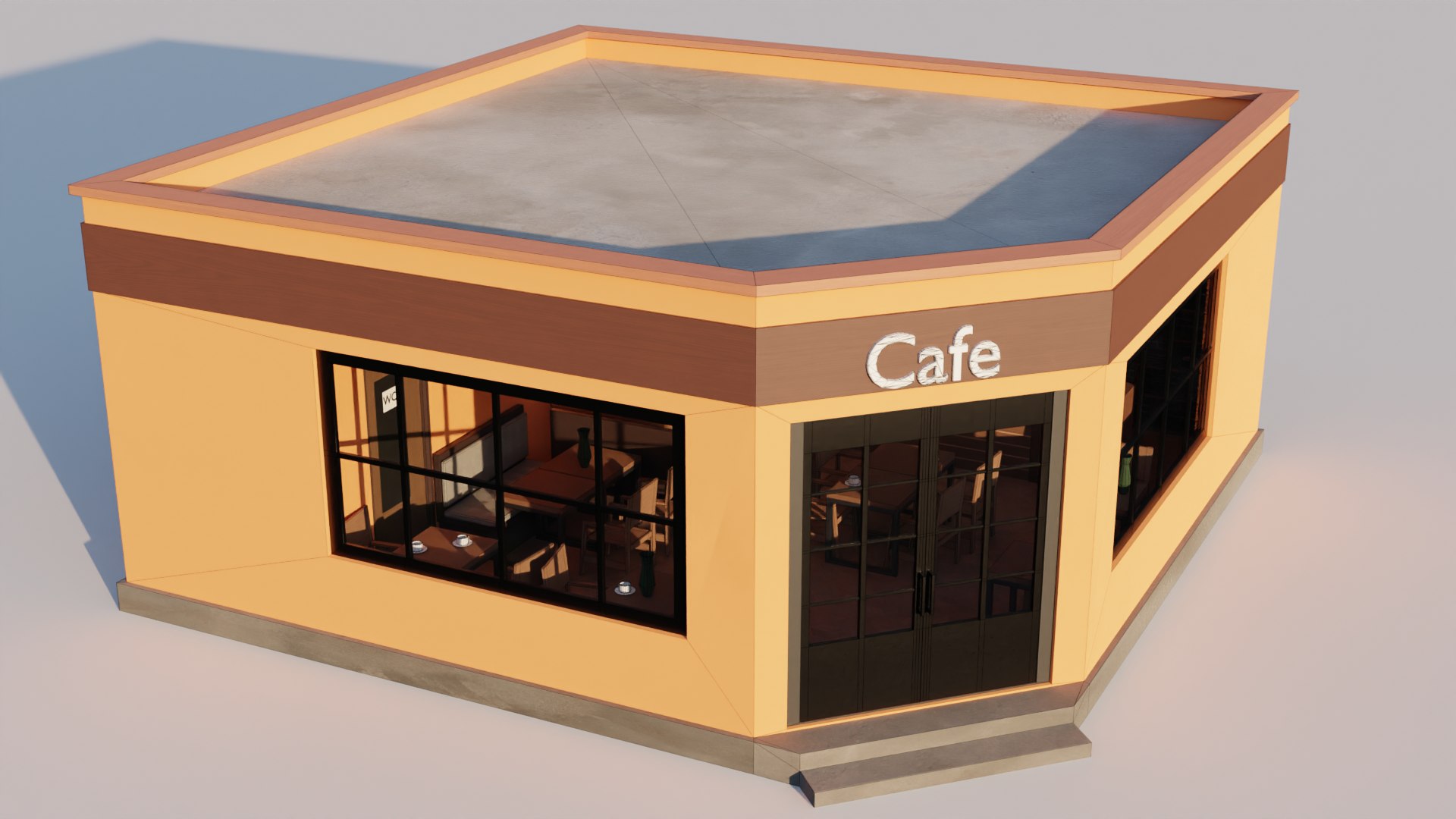 Cafe Restaurant Building With Furniture 3D - TurboSquid 1725140