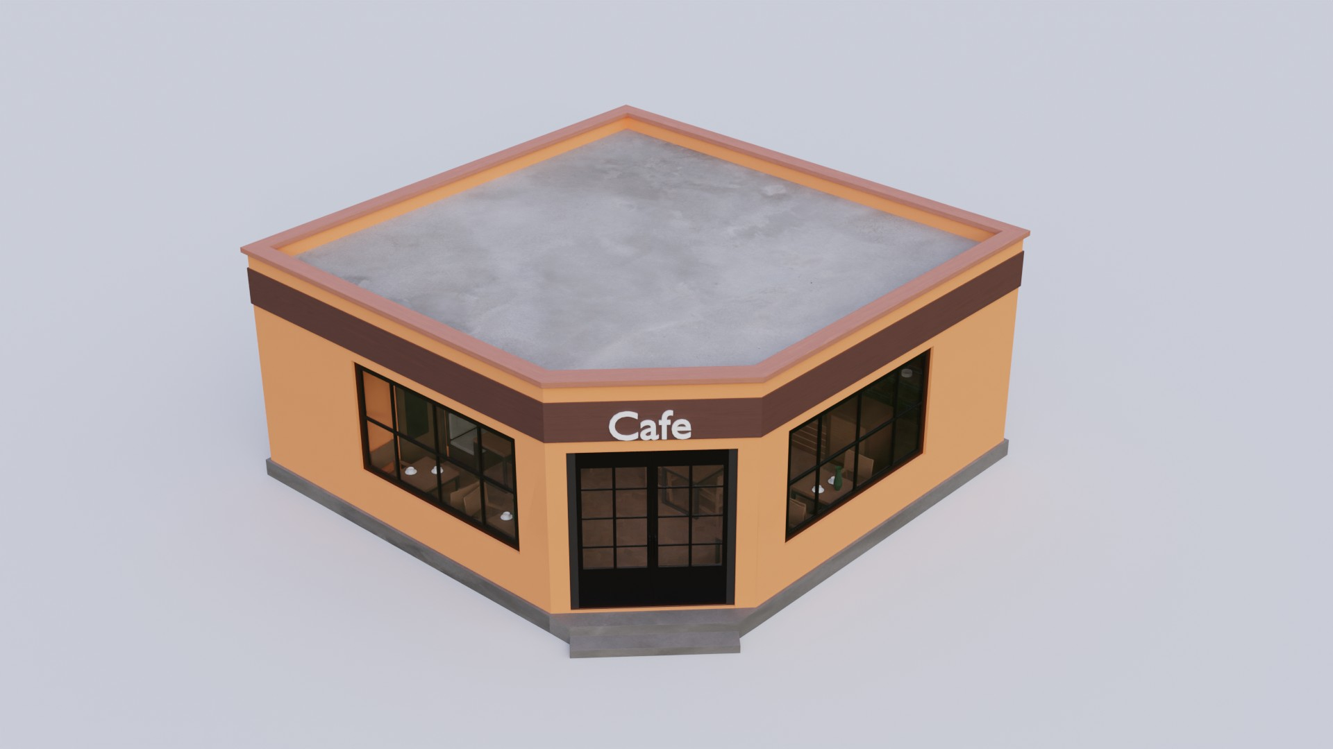 Cafe Restaurant Building With Furniture 3D - TurboSquid 1725140