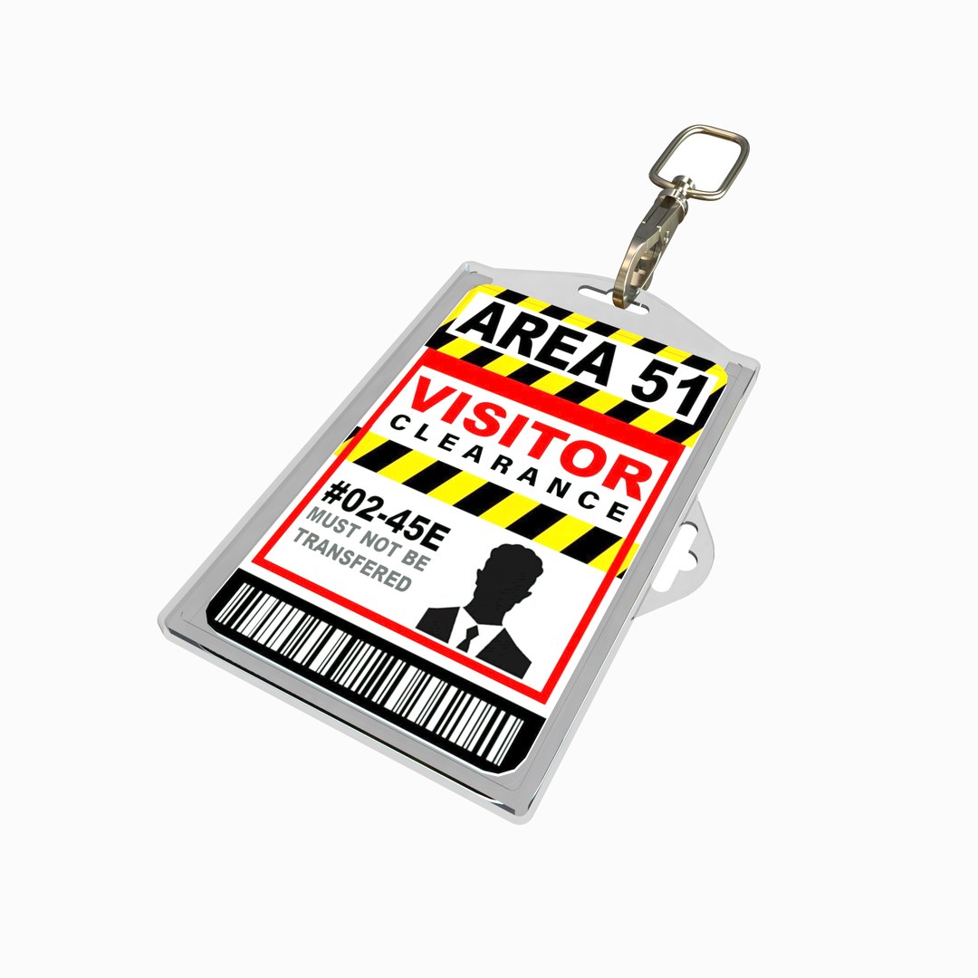 Area 51 Card in Lanyard - Alien Facility pass - With textures - 3D ...