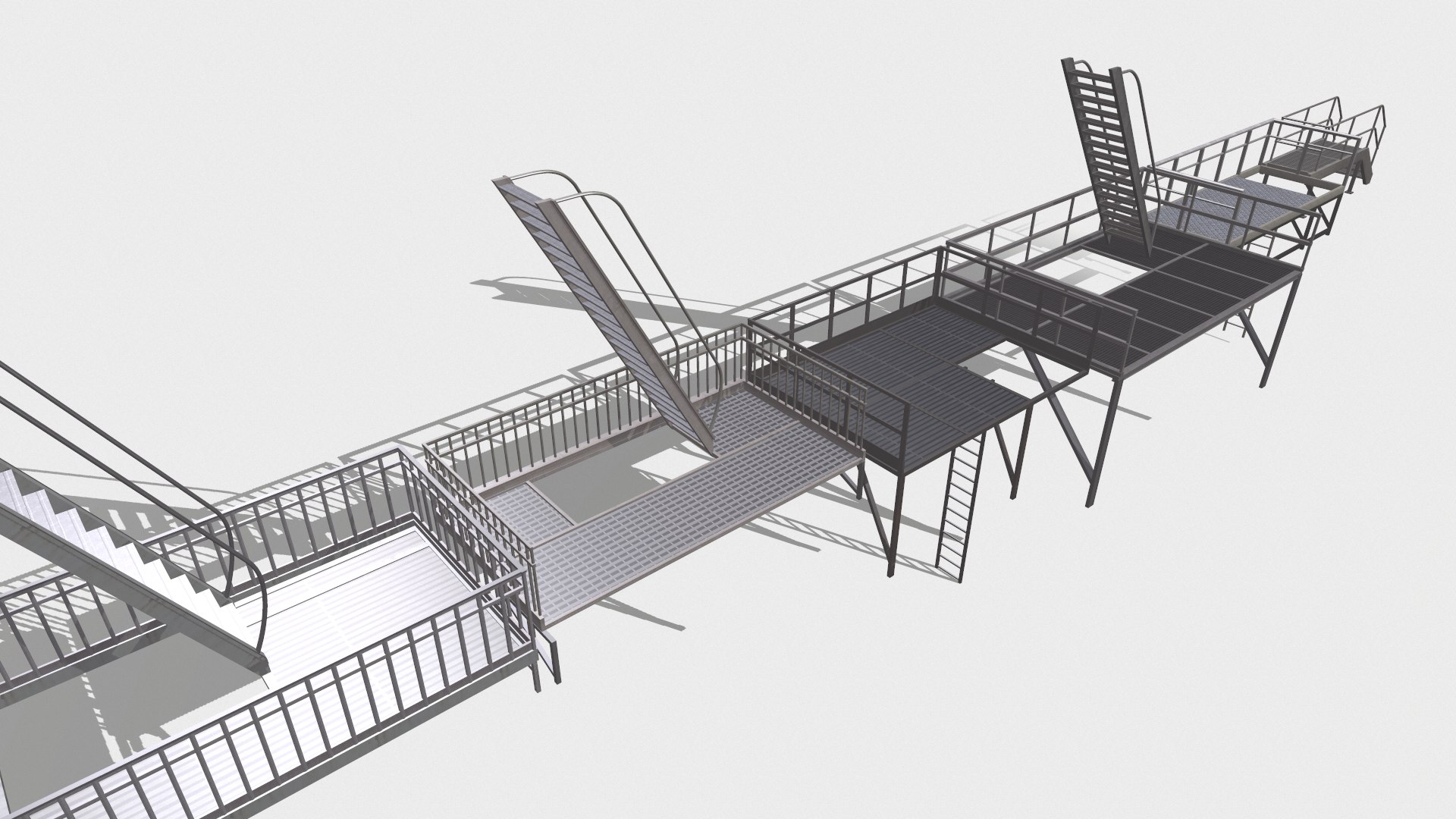 3D Fire Ladders And Platforms Model - TurboSquid 1725506
