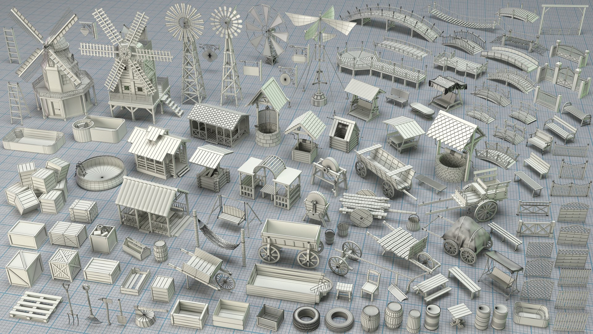 Environment Props - Collection 1 - 122 Pieces Model - TurboSquid 2070724