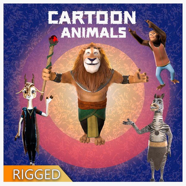 Cartoon Animals Rigged V2 3D 모델 - TurboSquid 2010071
