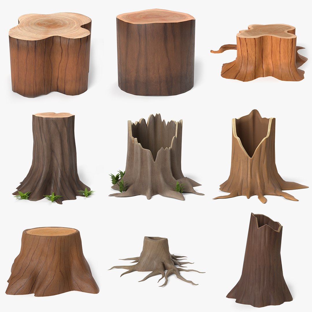 Cartoon tree stump 3D model - TurboSquid 1580492