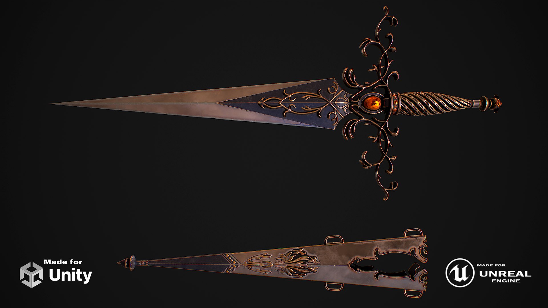 Fantasy sword 27 with scabbard 3D model - TurboSquid 2156496
