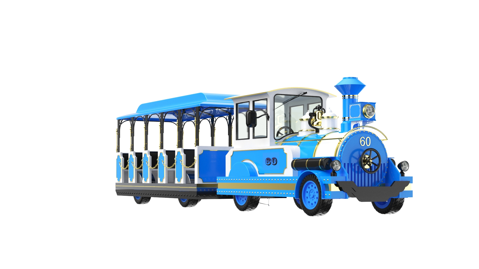 Detailed Blue Amusement Park Train 3D Model - TurboSquid 2172110