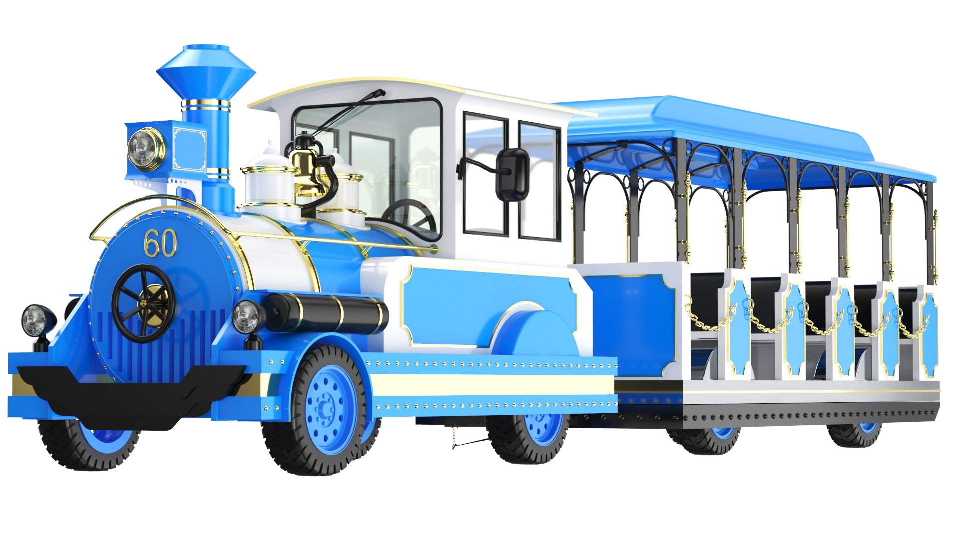Detailed Blue Amusement Park Train 3D Model - TurboSquid 2172110