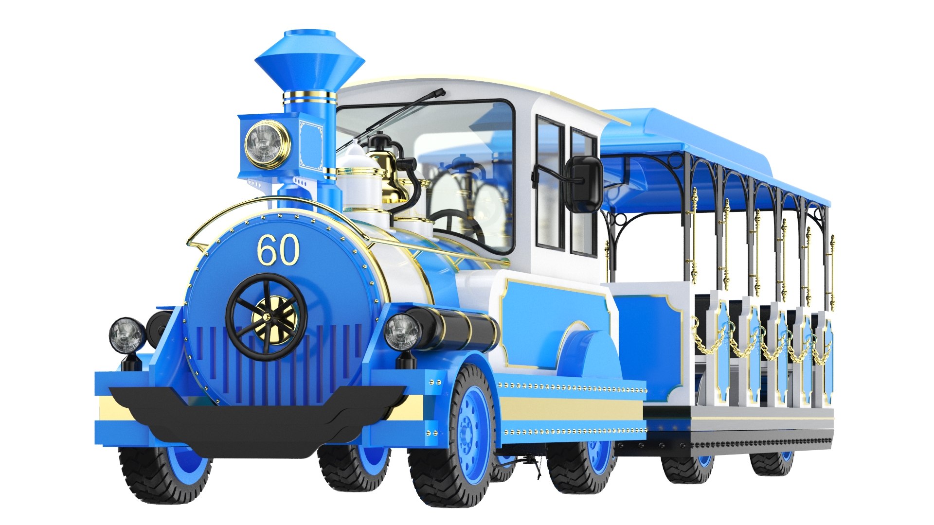 Detailed Blue Amusement Park Train 3D Model - TurboSquid 2172110