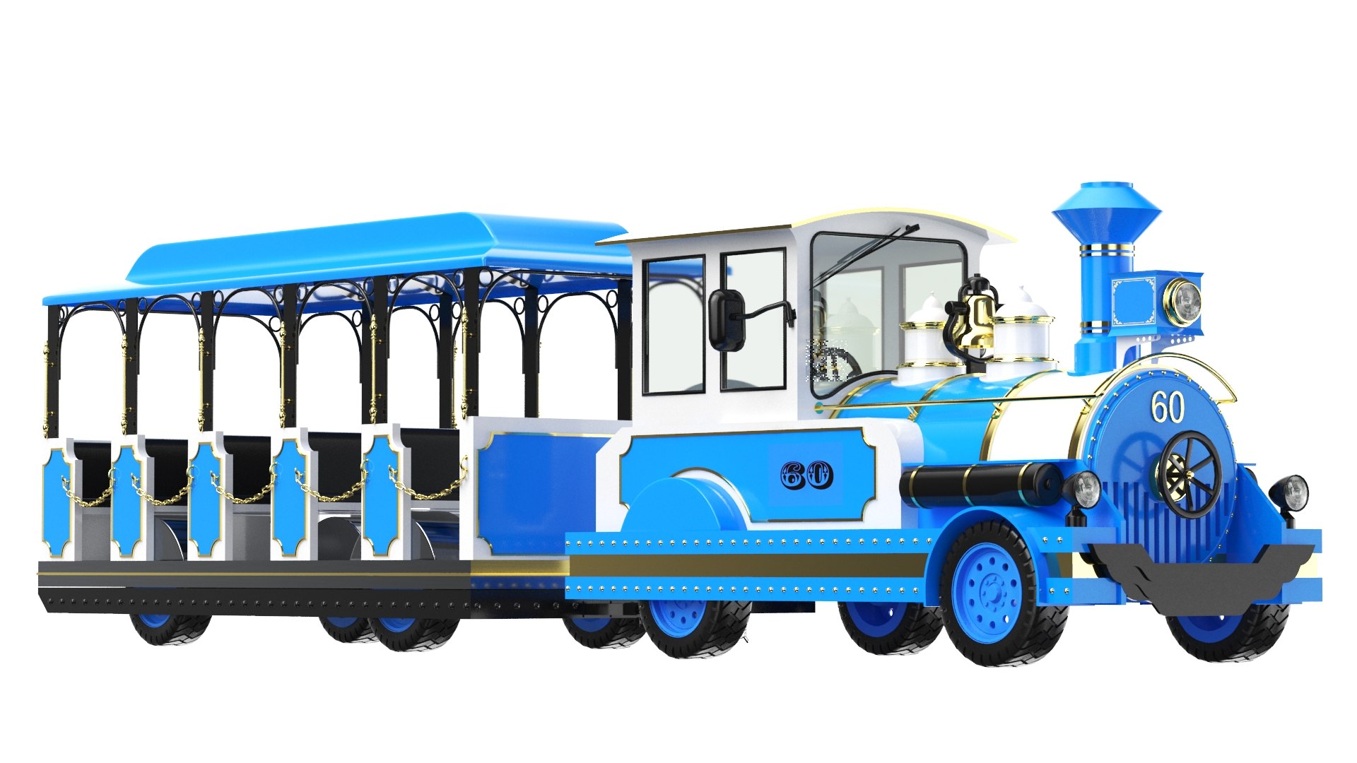 Detailed Blue Amusement Park Train 3D Model - TurboSquid 2172110